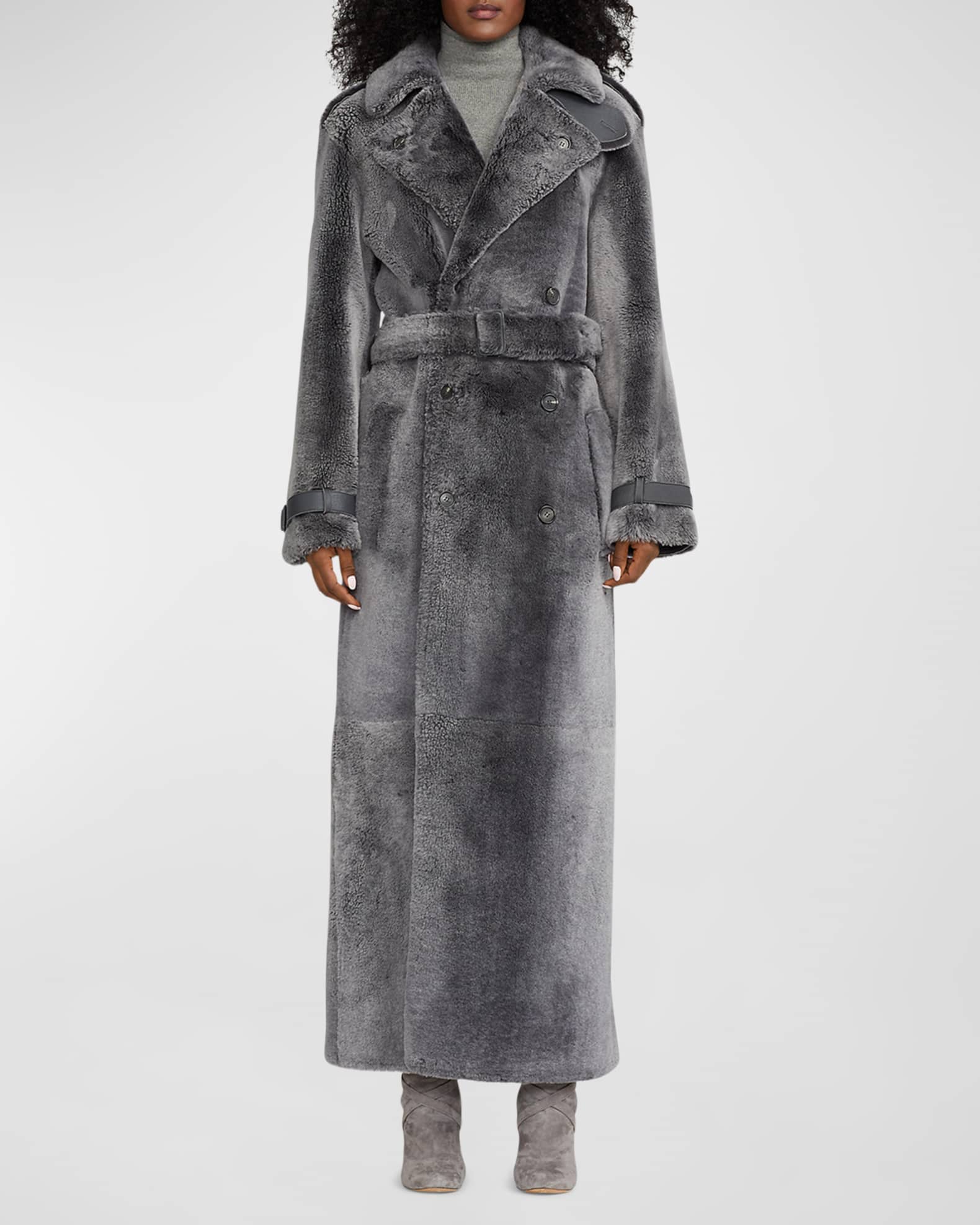 Ralph Lauren Collection Dillan Ironed Merino Shearling Trench Coat ...