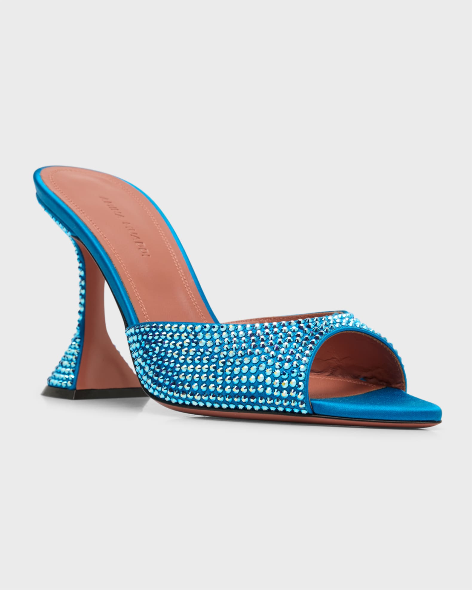 Amina Muaddi Caroline Crystal Satin Mule Sandals | Neiman Marcus