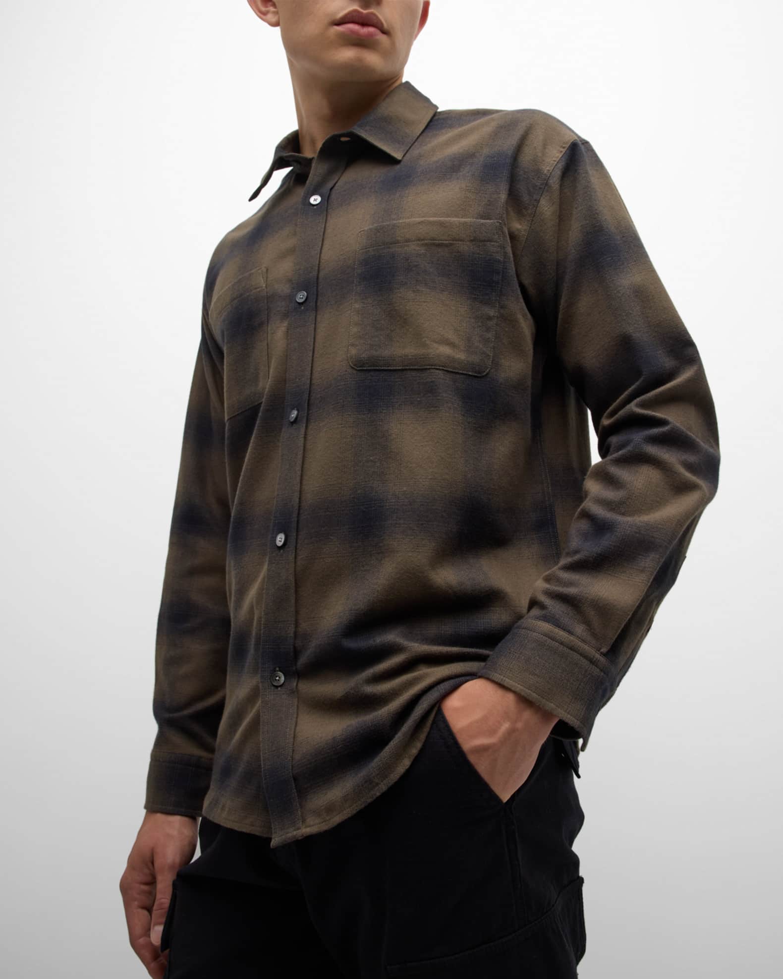 FRAME Men's Plaid Flannel Button-Down Shirt | Neiman Marcus