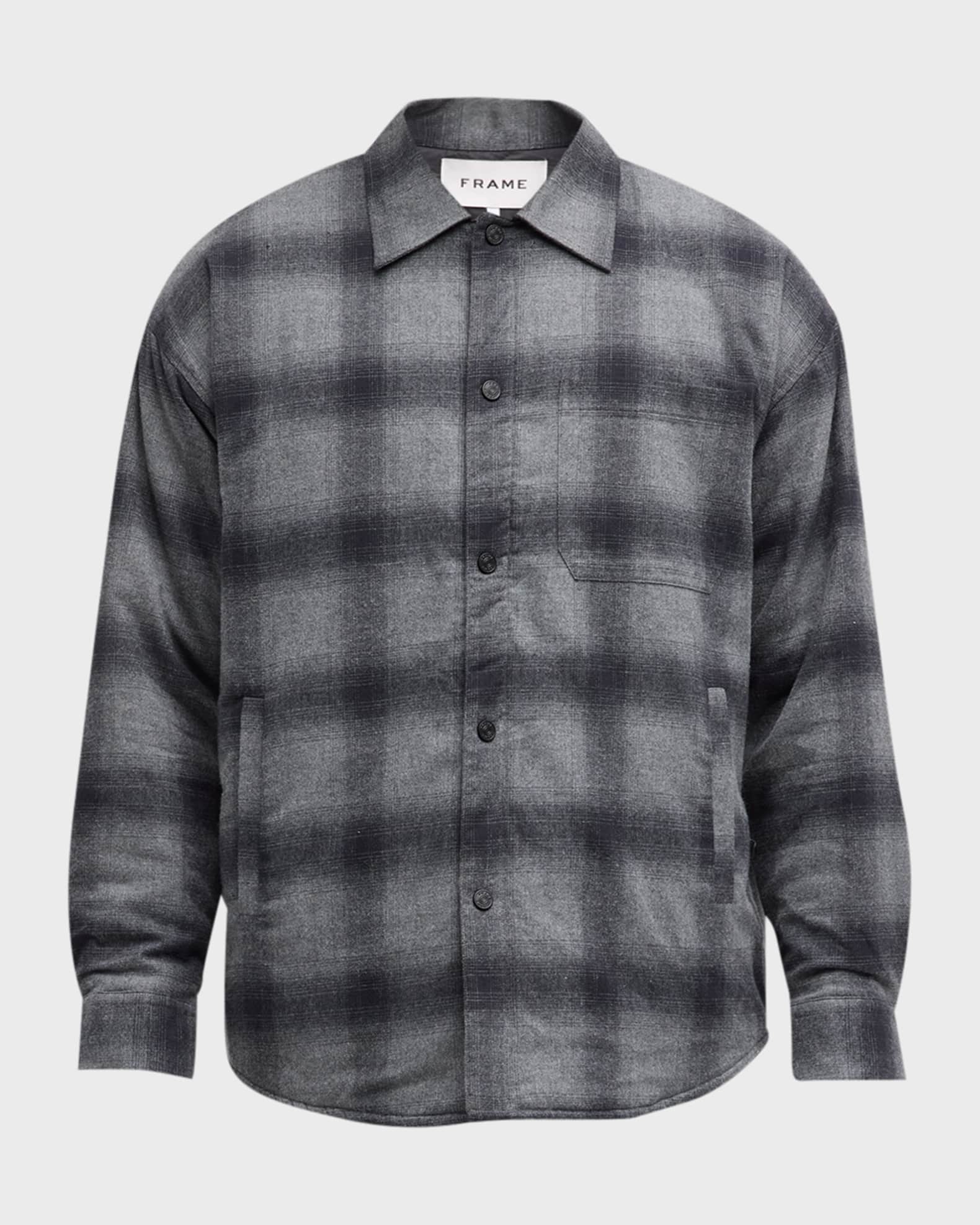 FRAME Men's Padded Plaid Overshirt | Neiman Marcus