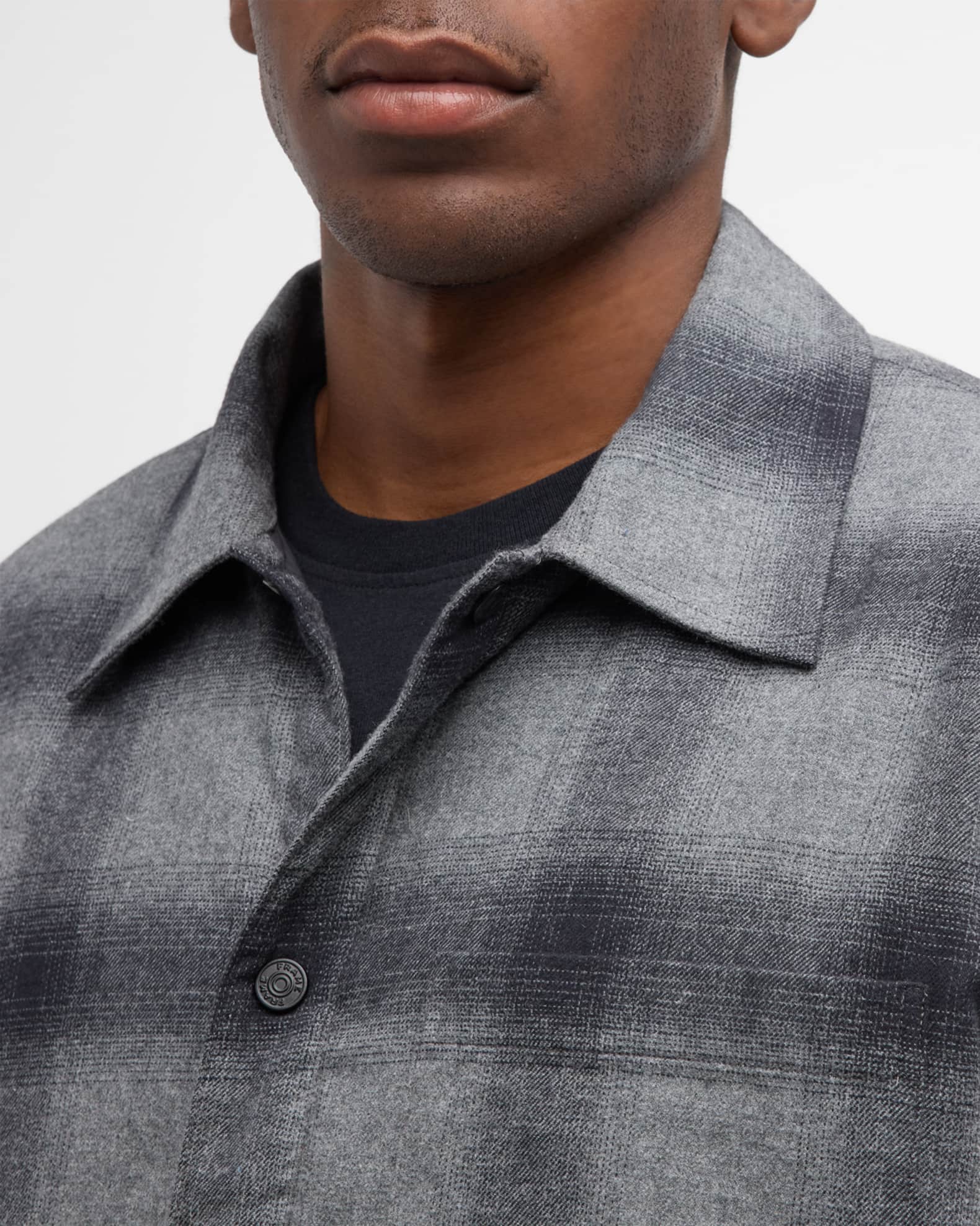 FRAME Men's Padded Plaid Overshirt | Neiman Marcus