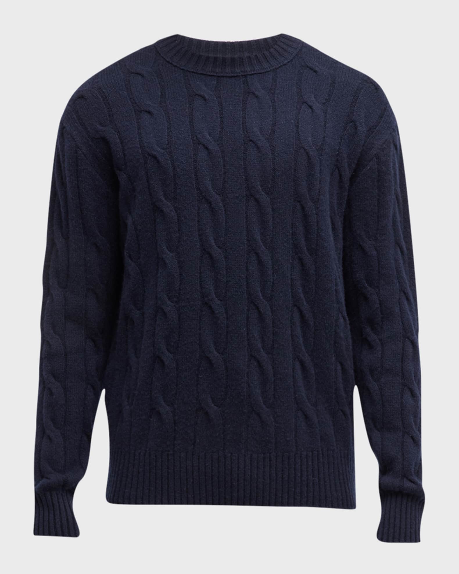 FRAME Men's Cashmere Cable-Knit Sweater | Neiman Marcus