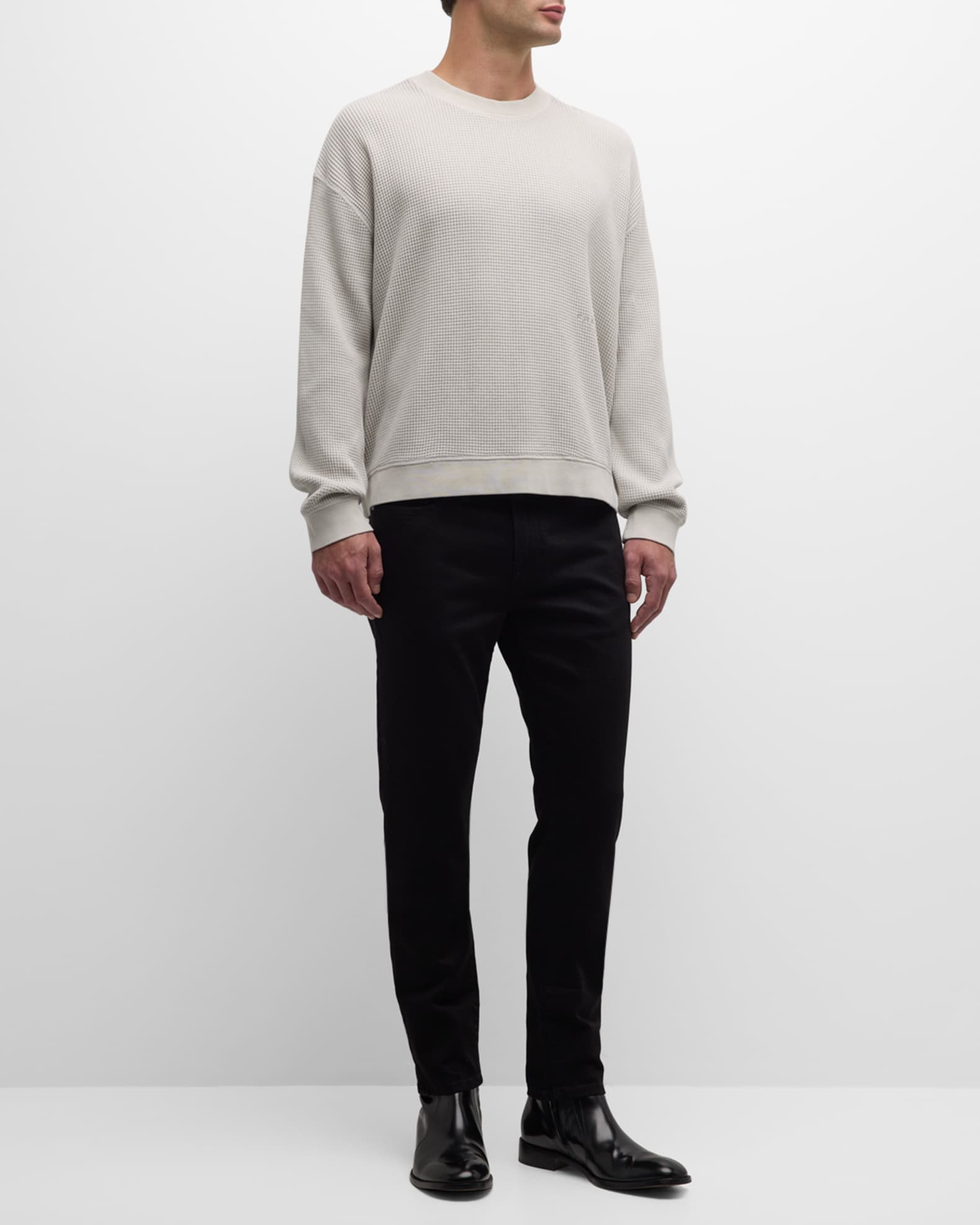 FRAME Men's Waffle Textured Crew Sweatshirt | Neiman Marcus