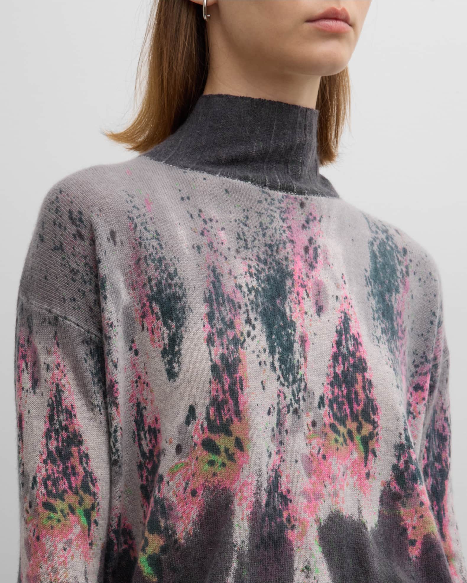 Lisa Todd Technicolor Abstract-Print Cashmere Sweater | Neiman Marcus