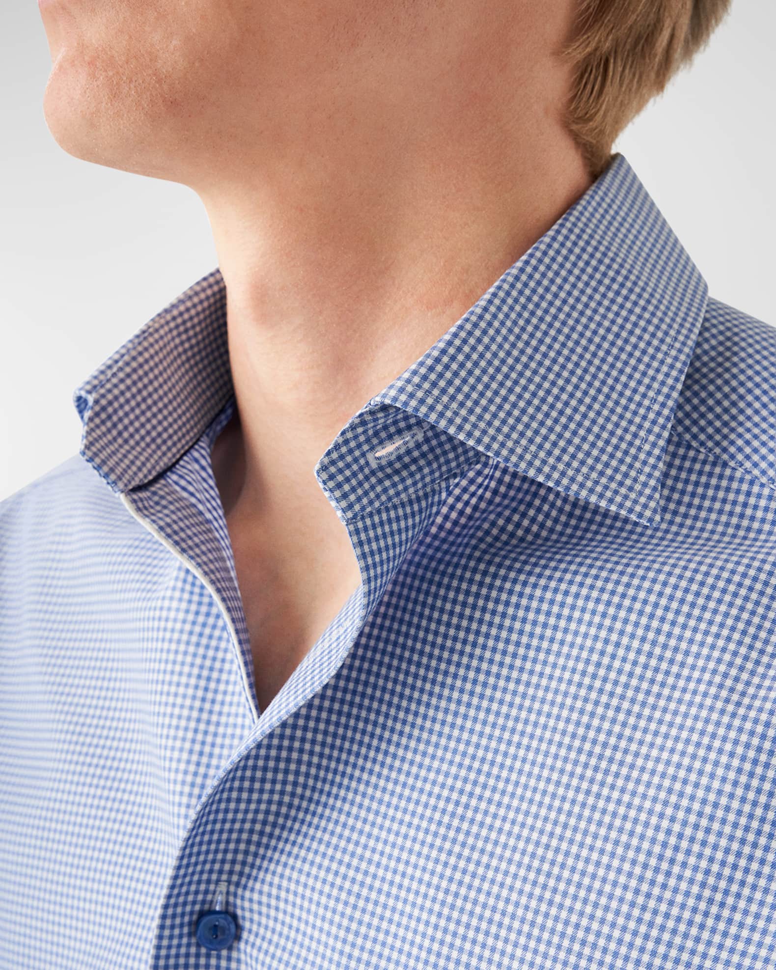 Men's Contemporary Fit Micro-Check Dress Shirt | Neiman Marcus