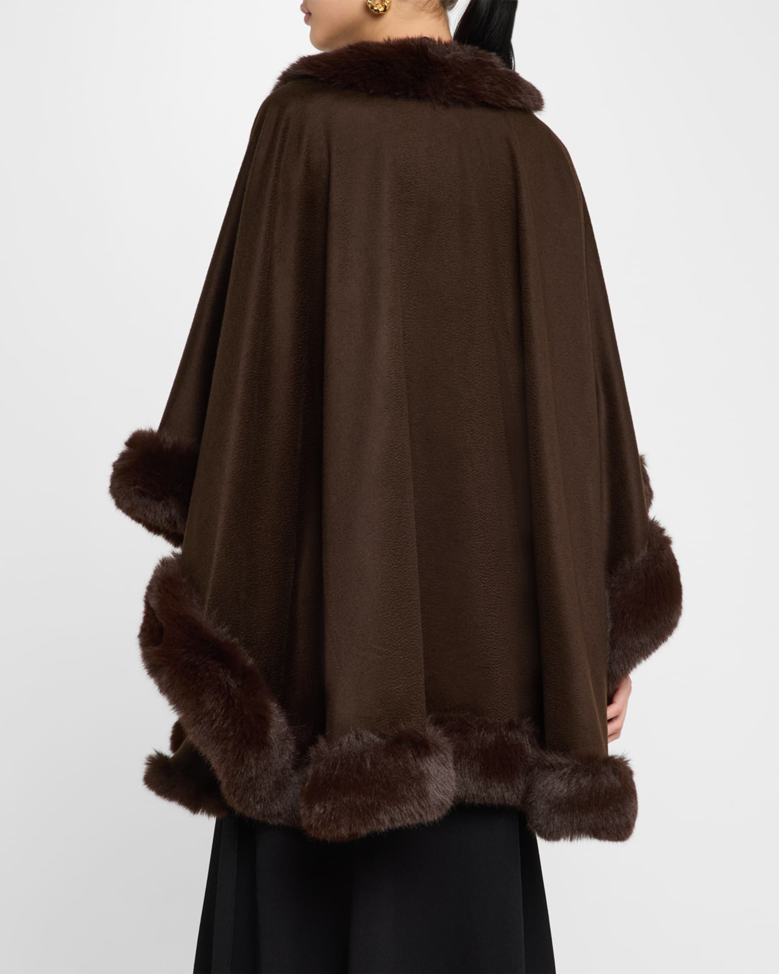 Sofia Cashmere Cashmere Cape With Faux Fur Trim | Neiman Marcus