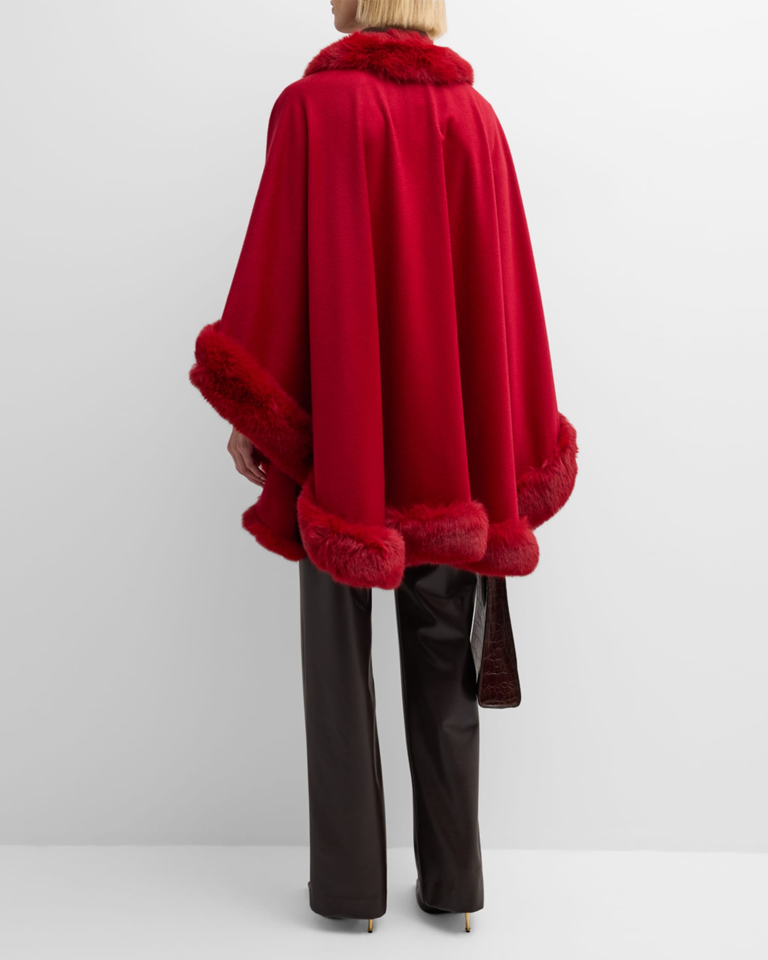 Cashmere Cape With Faux Fur Trim | Neiman Marcus