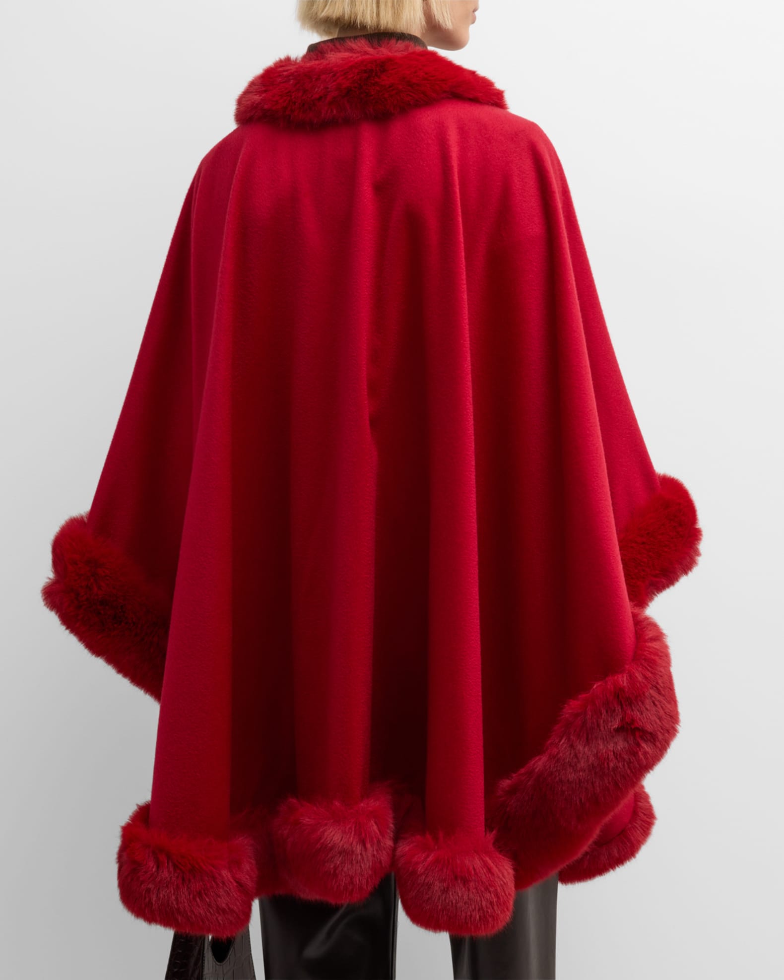 Cashmere Cape With Faux Fur Trim | Neiman Marcus