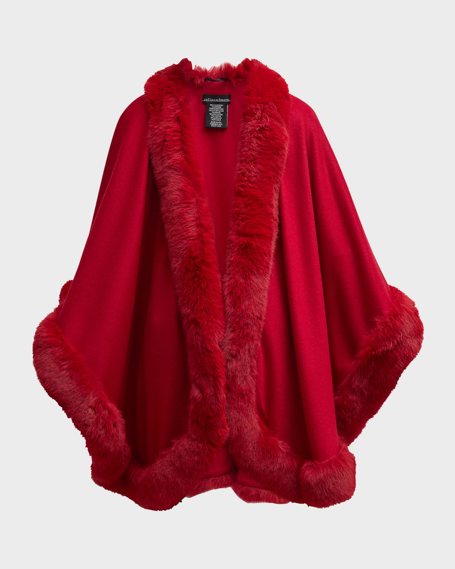 Cashmere Cape With Faux Fur Trim | Neiman Marcus