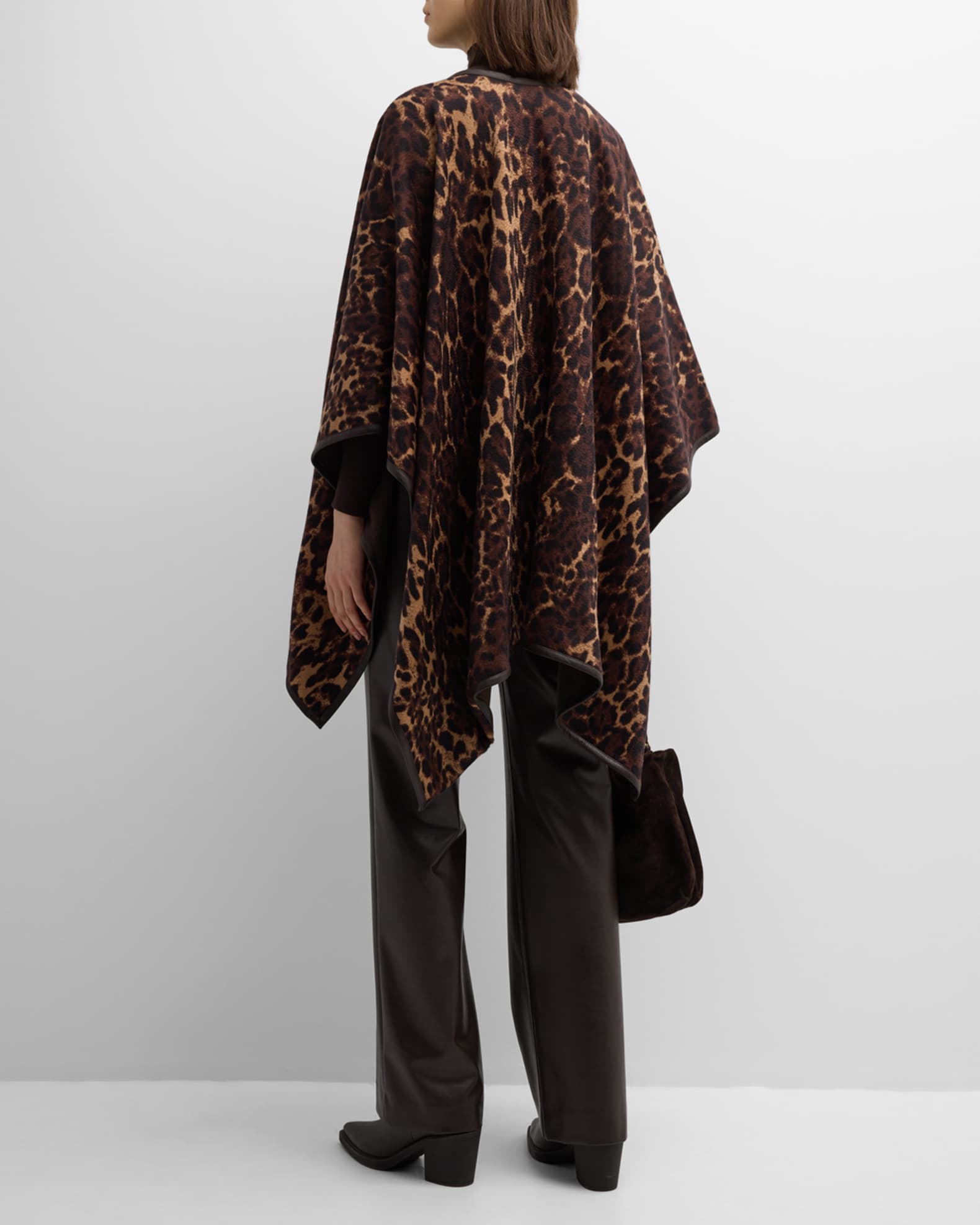Sofia Cashmere Reversible Jaguar Cashmere & Leather Cape | Neiman Marcus