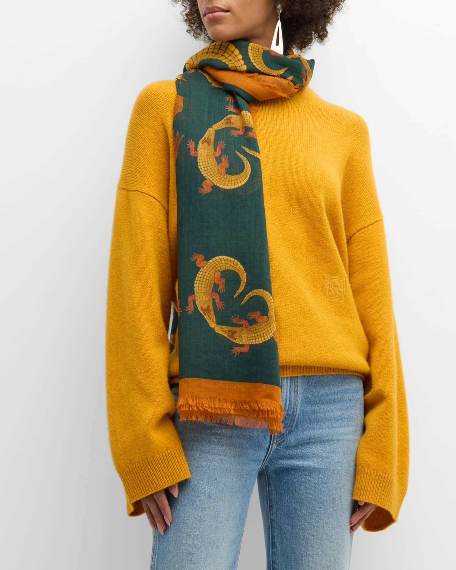 Franco Ferrari Multicolor Print Wool Scarf | Neiman Marcus