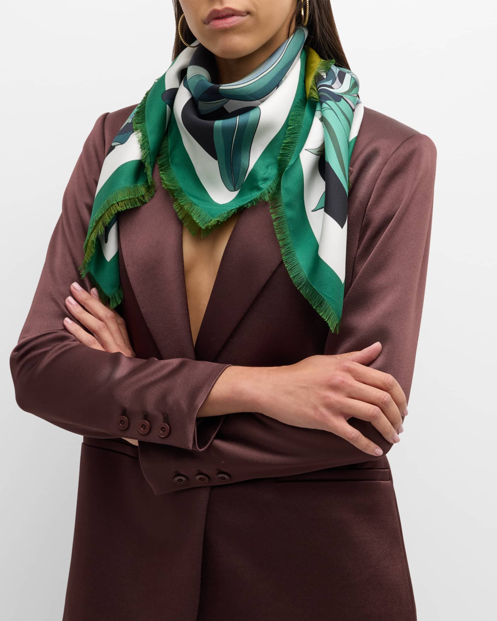 Franco Ferrari Nature Print Silk Scarf | Neiman Marcus