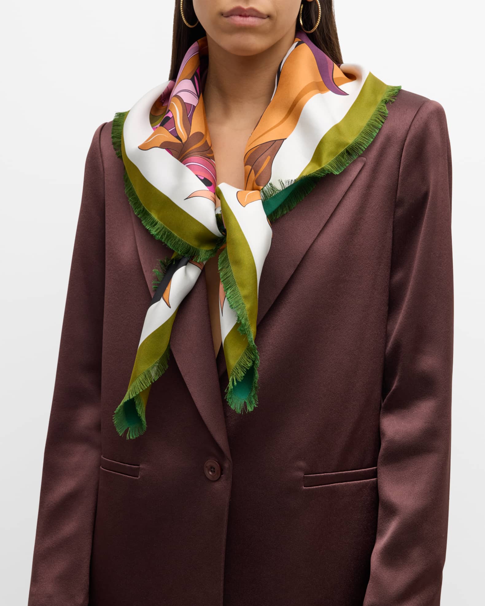 Franco Ferrari Nature Print Silk Scarf | Neiman Marcus
