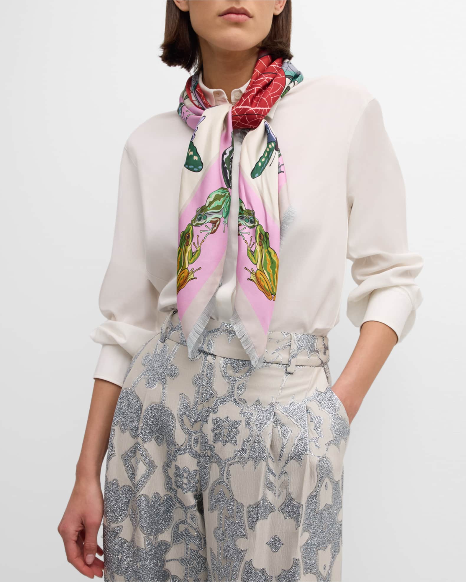 Franco Ferrari Nature Print Silk Scarf | Neiman Marcus