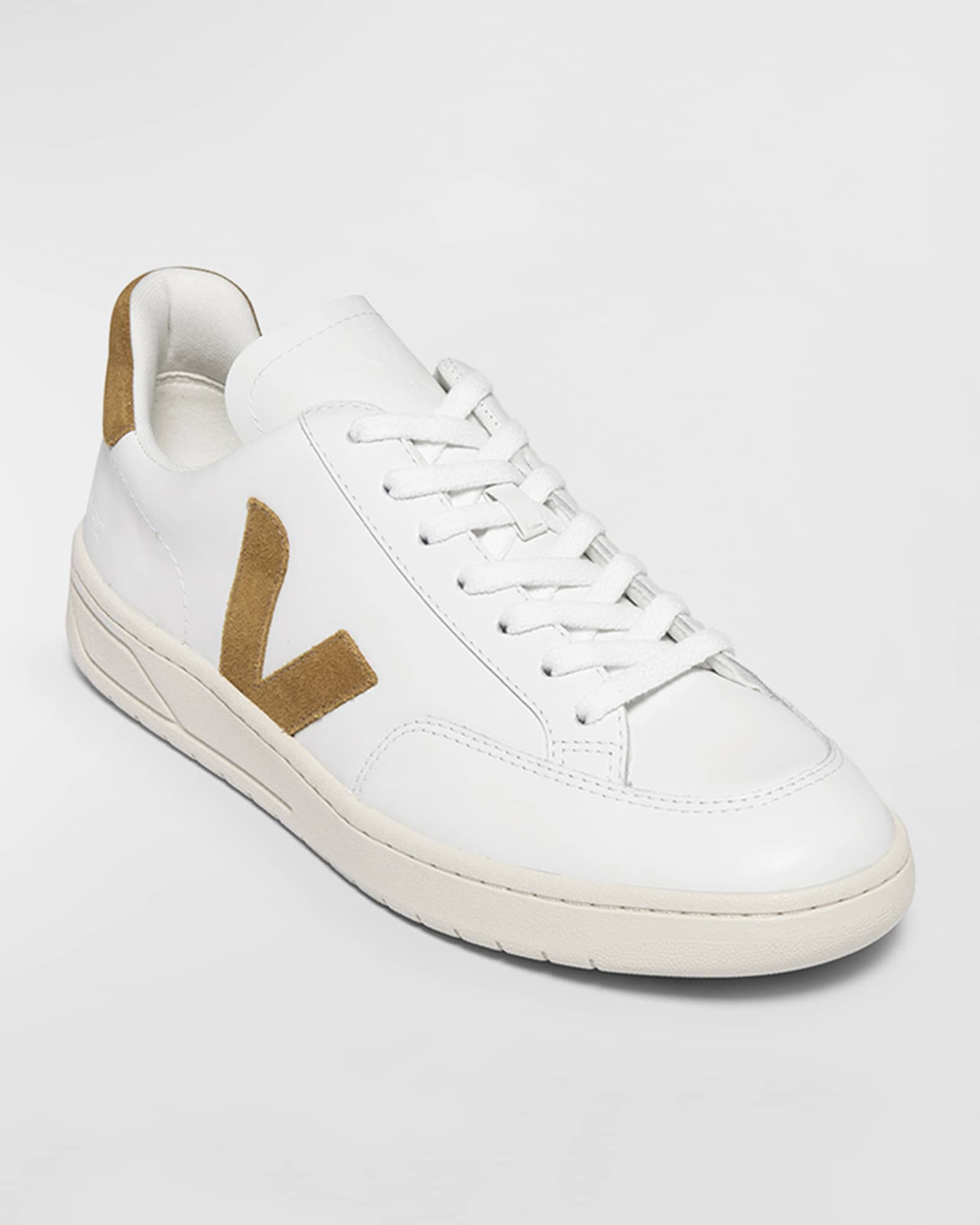 VEJA V-12 Mixed Leather Low-Top Sneakers | Neiman Marcus