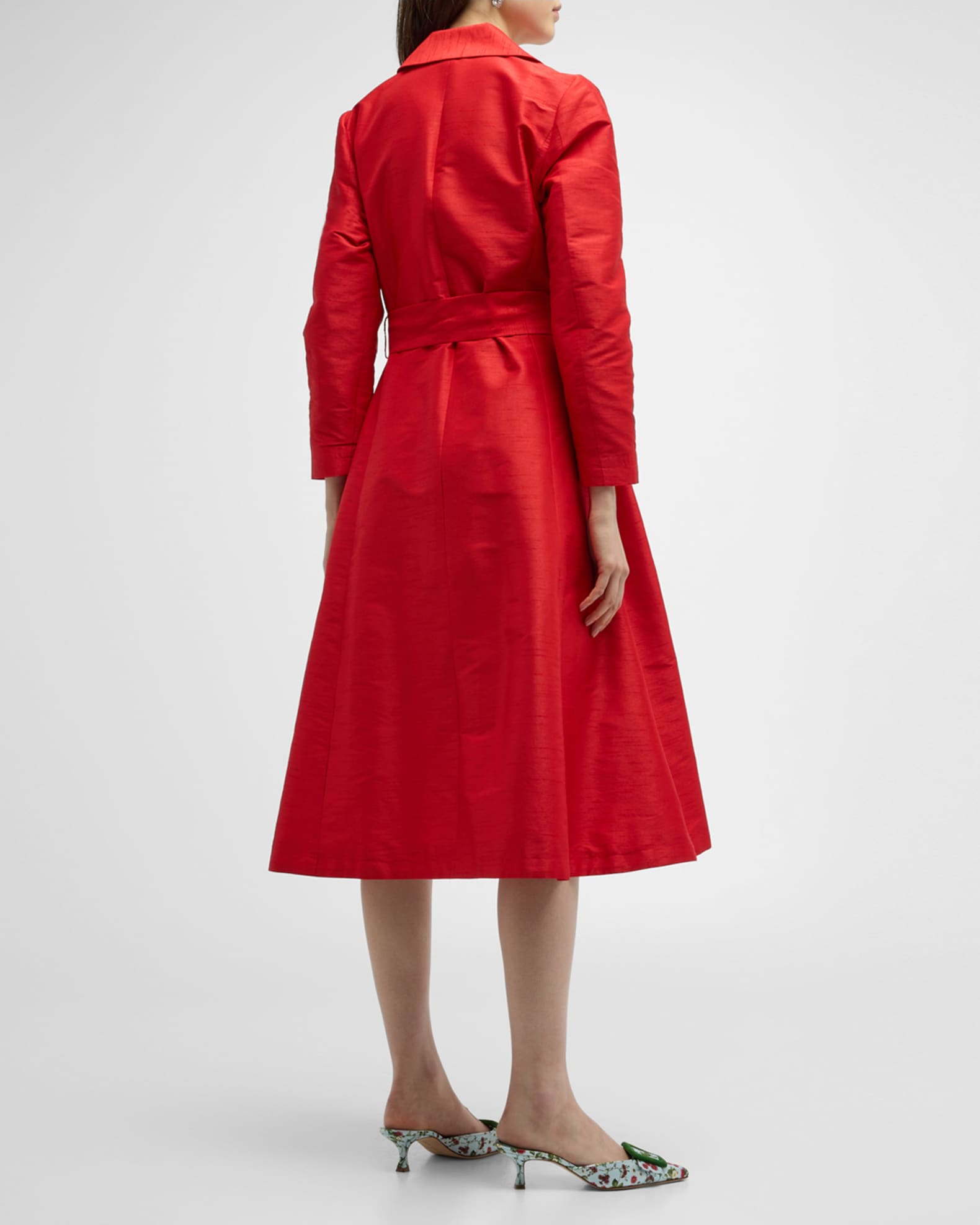 Frances Valentine Lucille Notched-Lapel Belted Midi Wrap Dress | Neiman ...