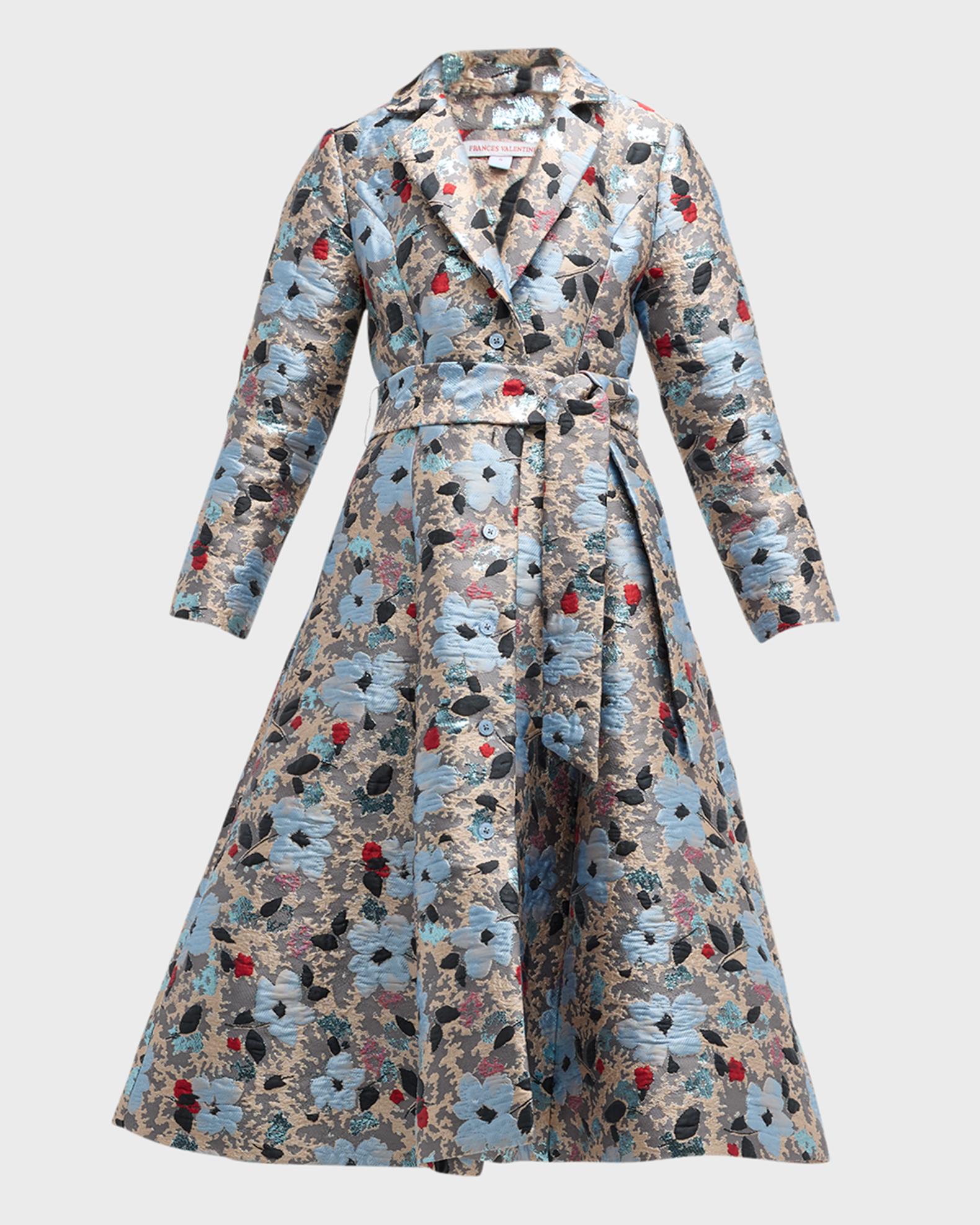 Frances Valentine Lucille Belted Floral Jacquard Midi Dress | Neiman Marcus