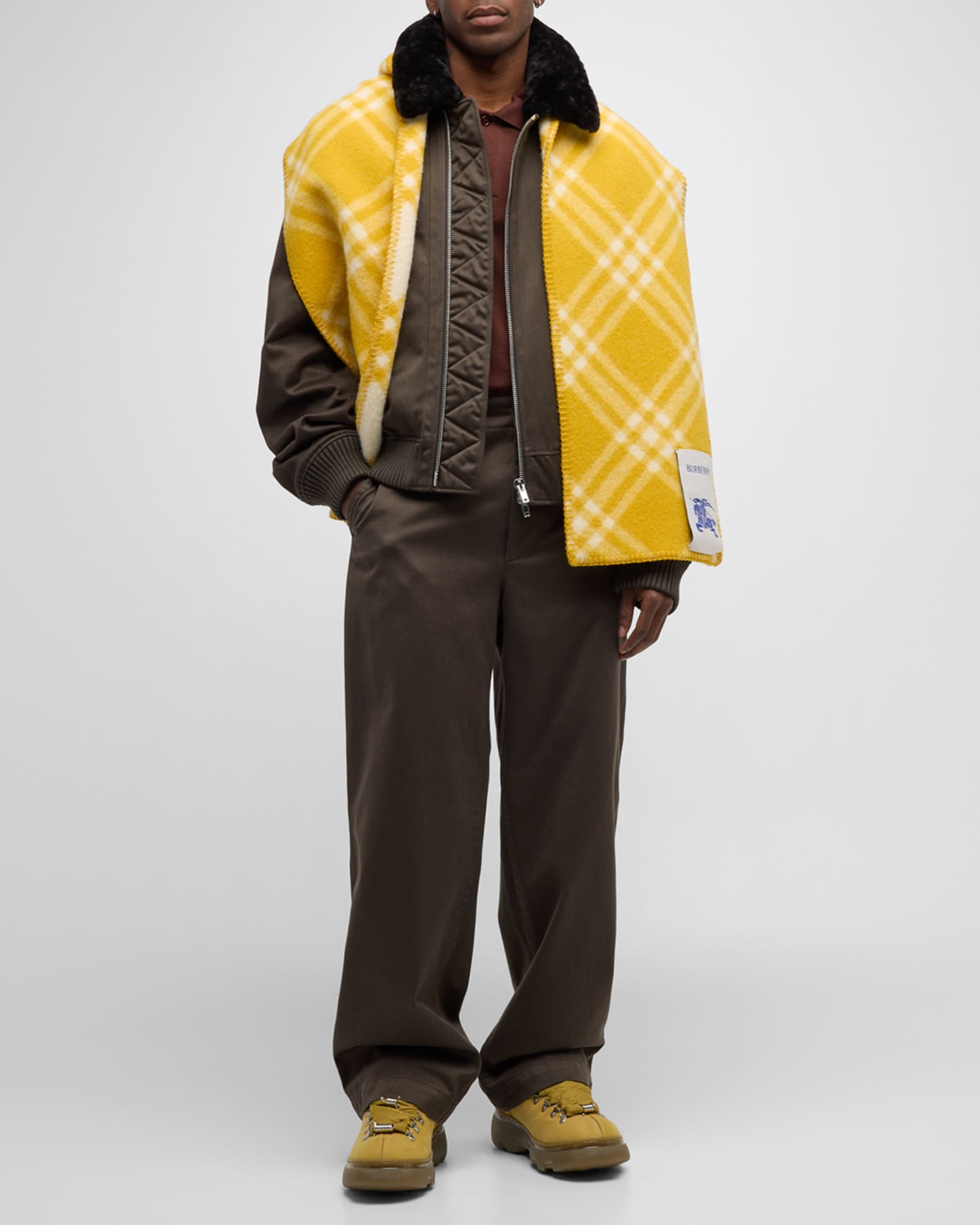 Burberry Men's Bomber Jacket with Shearling Collar | Neiman Marcus