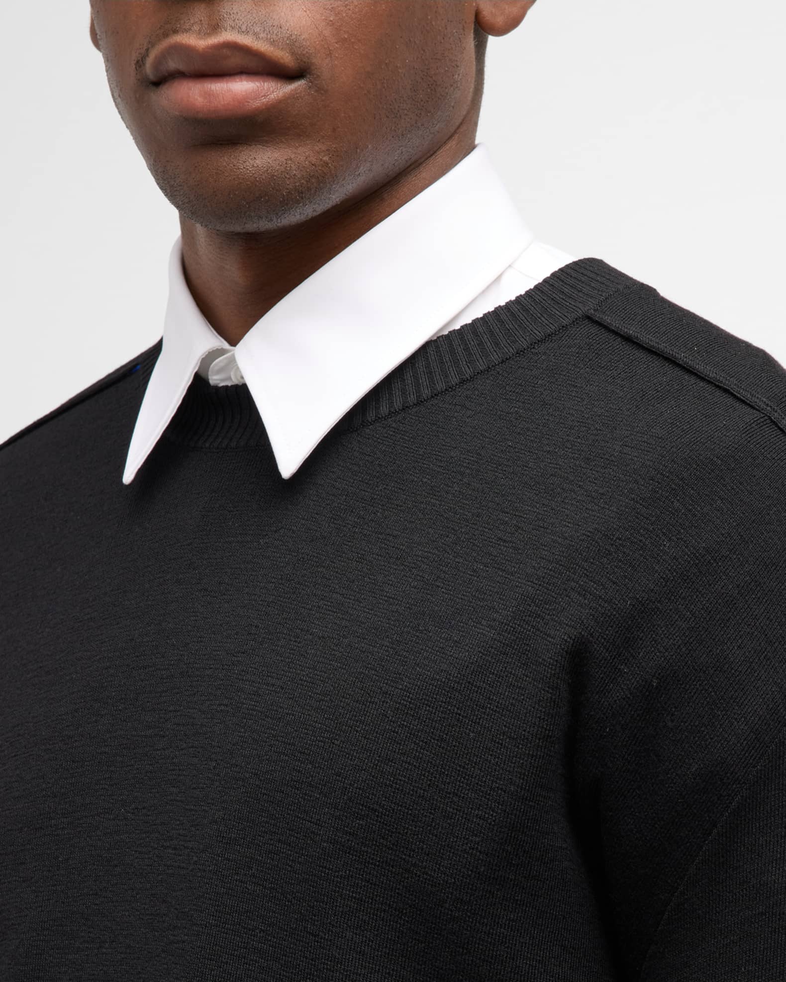 Burberry Men's Embroidered-Back Wool Sweater | Neiman Marcus