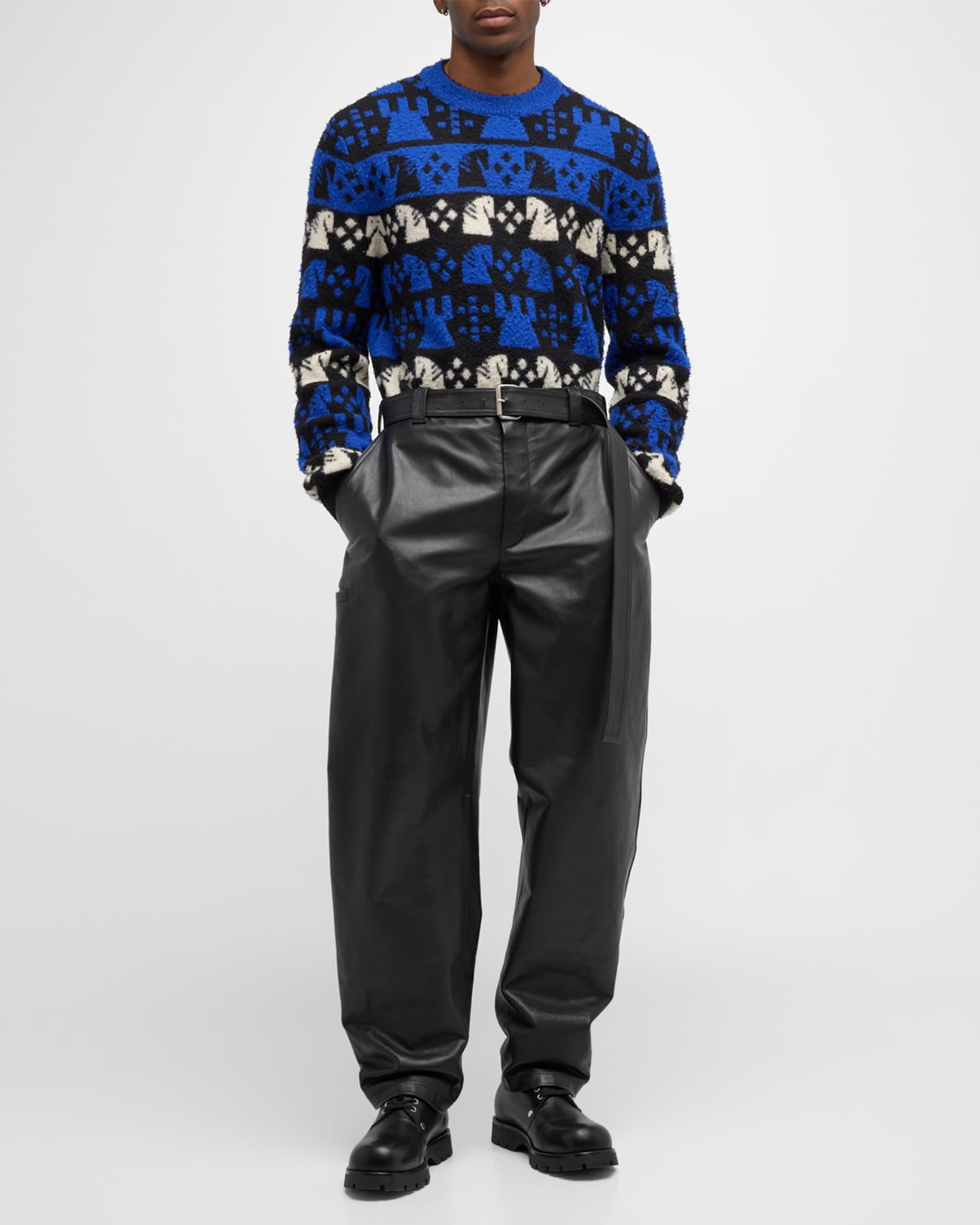 Burberry Men's Chess Fair Isle Sweater | Neiman Marcus
