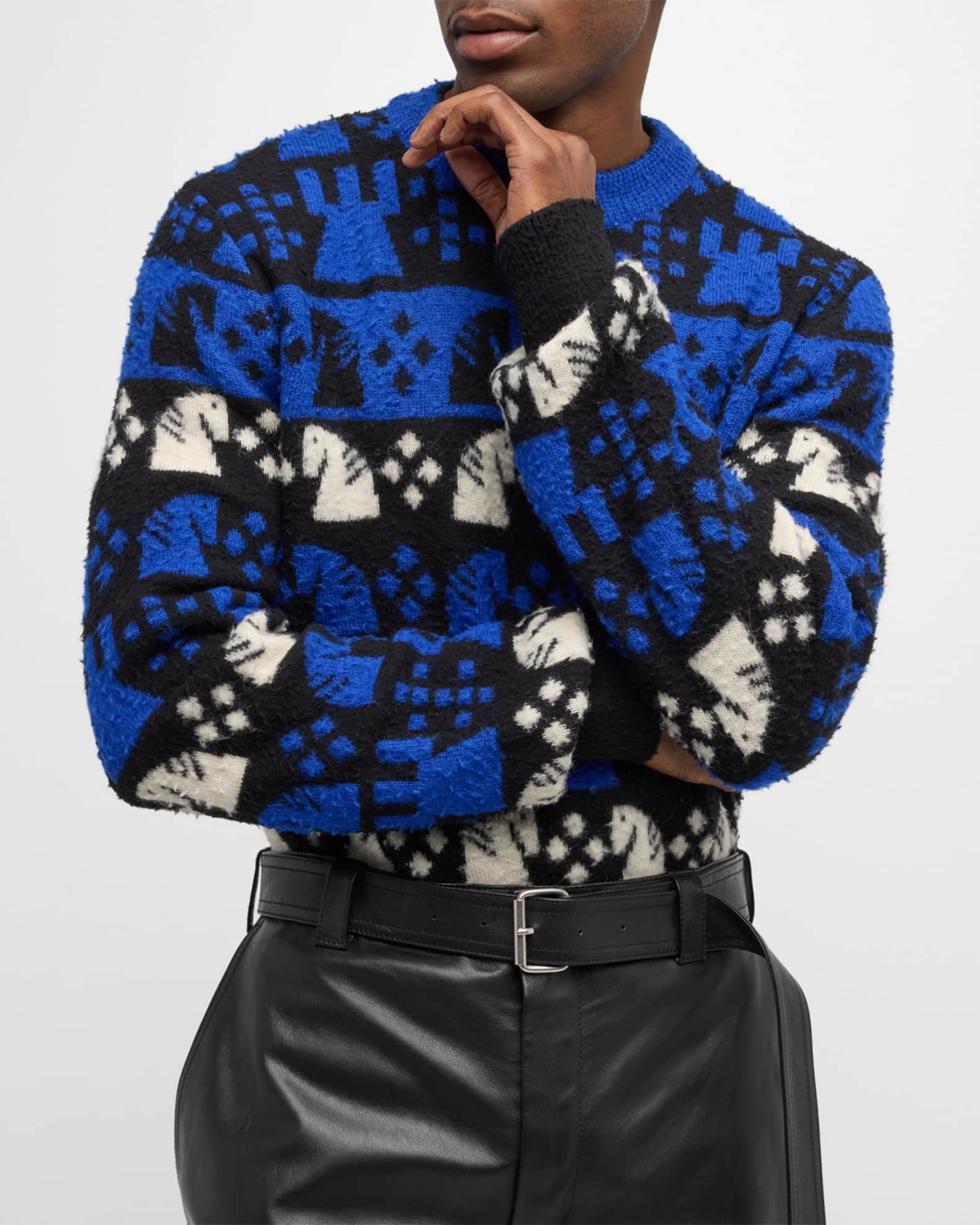 Burberry Men's Chess Fair Isle Sweater | Neiman Marcus