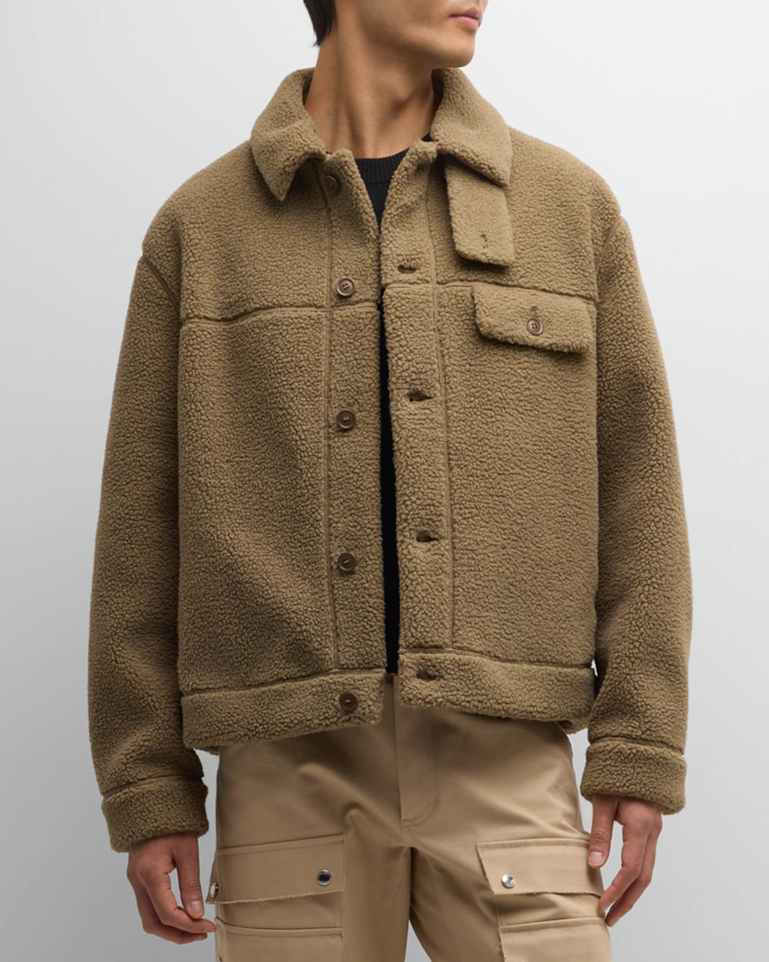Burberry Men's Solid Fleece Overshirt | Neiman Marcus