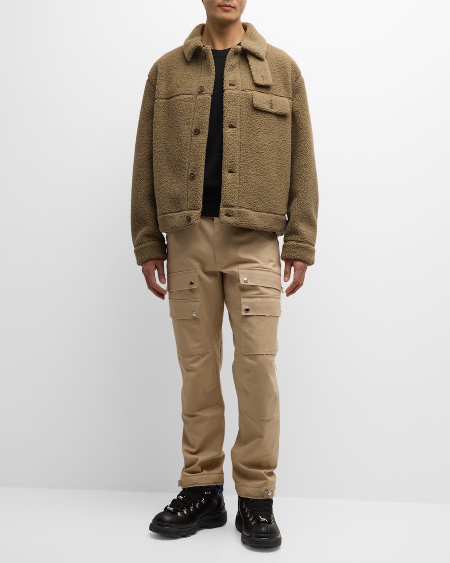 Burberry Men's Solid Fleece Overshirt | Neiman Marcus