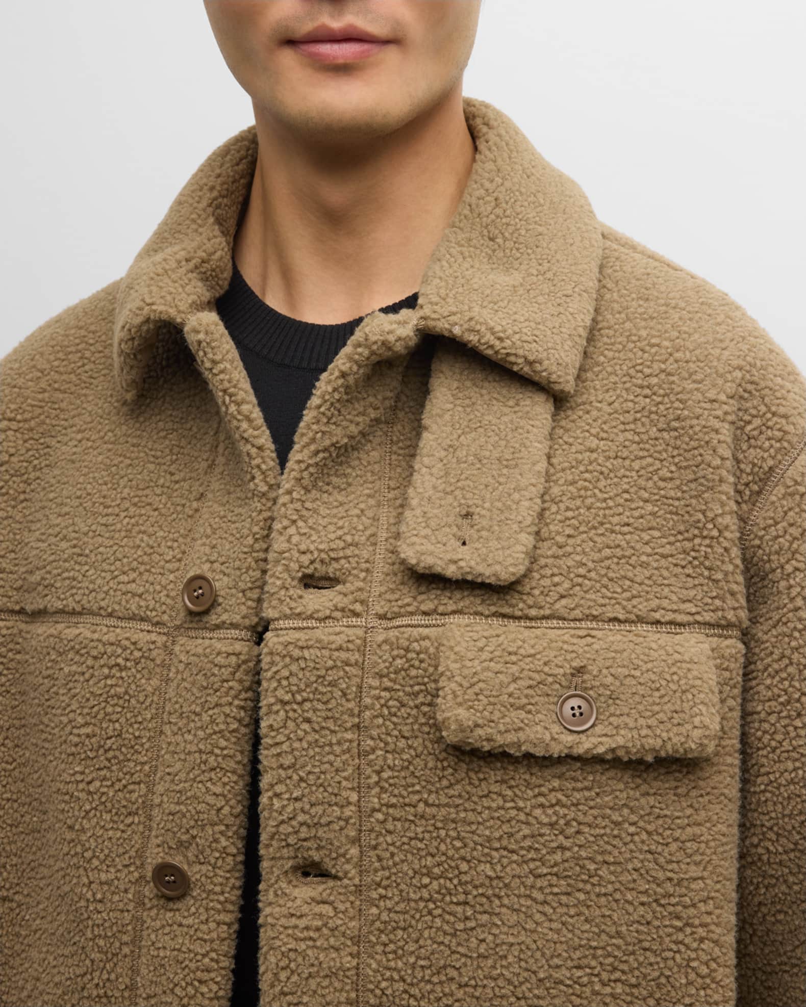 Burberry Men's Solid Fleece Overshirt | Neiman Marcus