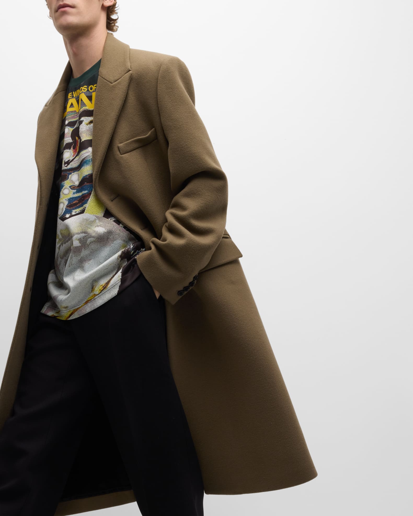 Burberry Men's Solid Wool Overcoat | Neiman Marcus