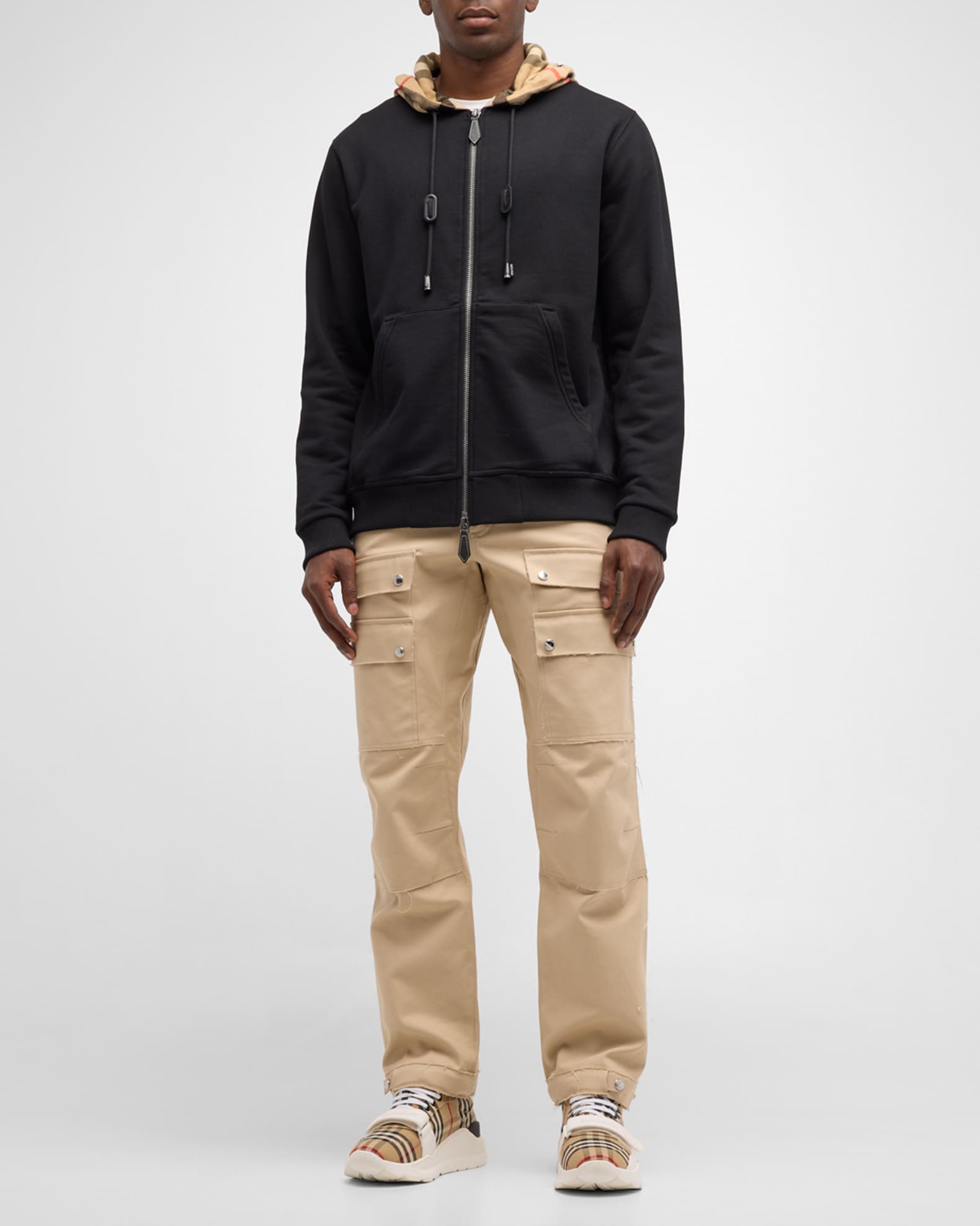 Burberry Men's Samuel Full-Zip Check Hoodie | Neiman Marcus