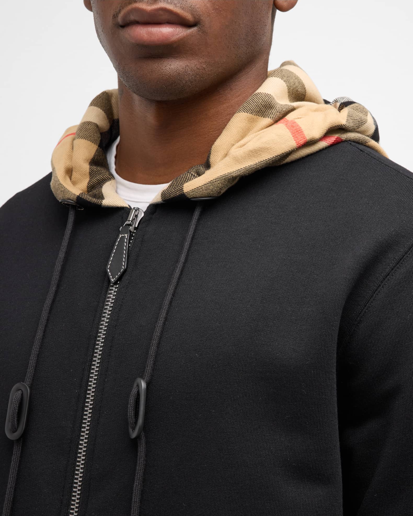 Burberry Men's Samuel Full-Zip Check Hoodie | Neiman Marcus