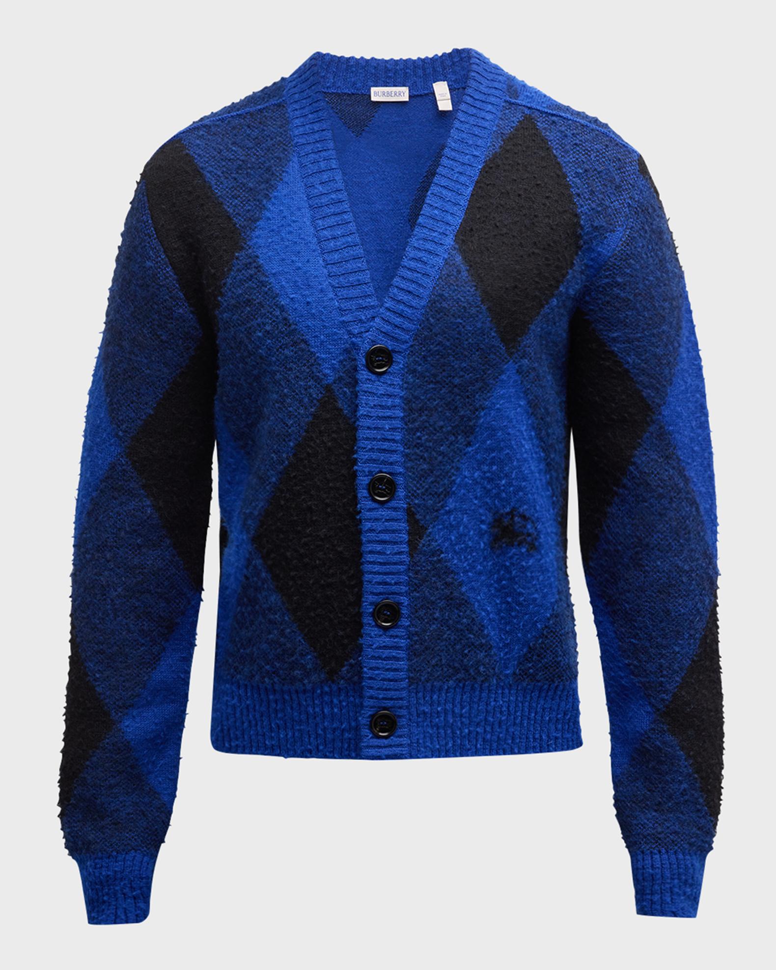 Burberry Men's Argyle Wool Cardigan Sweater | Neiman Marcus