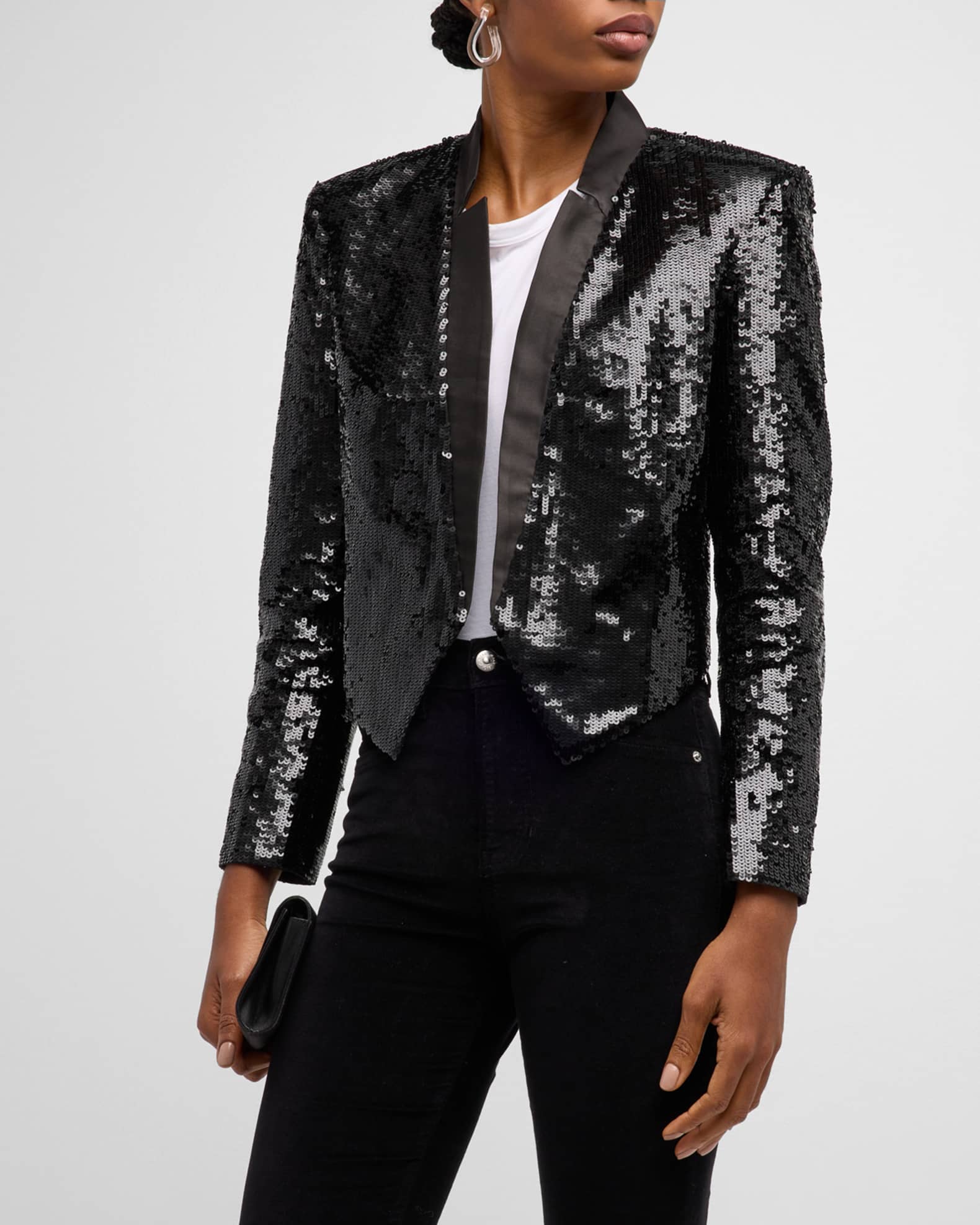 Veronica Beard Delony Sequin Crop Jacket | Neiman Marcus