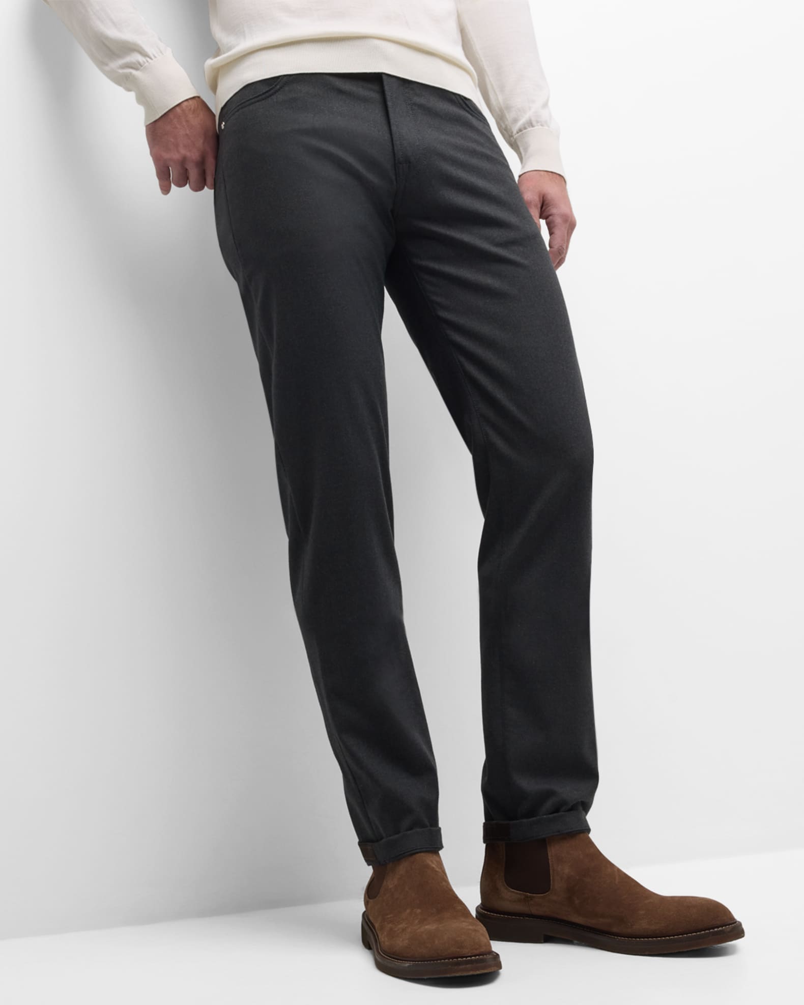 Marco Pescarolo Men's Magnifico Luxe Worsted Flannel Pants | Neiman Marcus