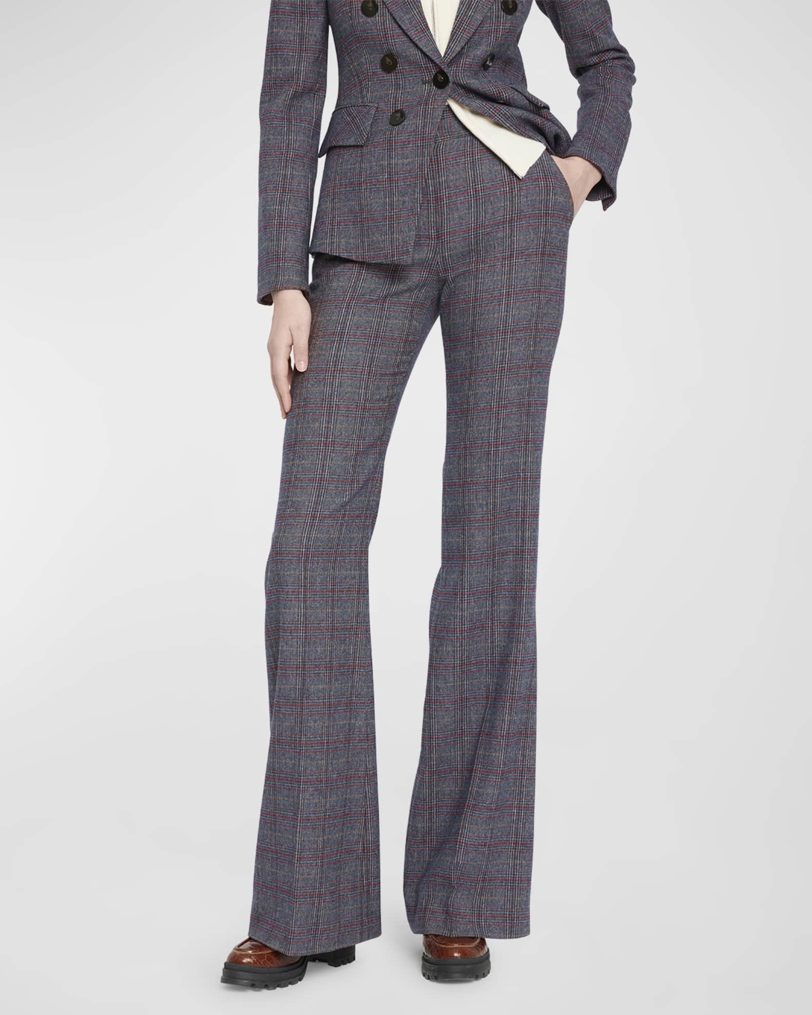 Veronica Beard Lebone Plaid Flare Pants | Neiman Marcus