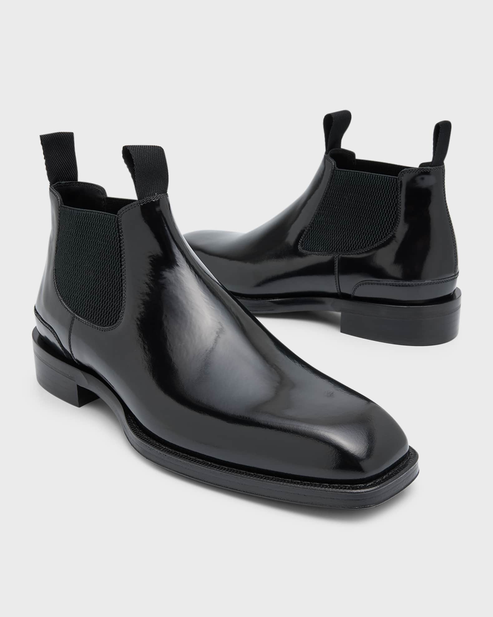 Burberry Men's Patent Leather Chelsea Boots | Neiman Marcus