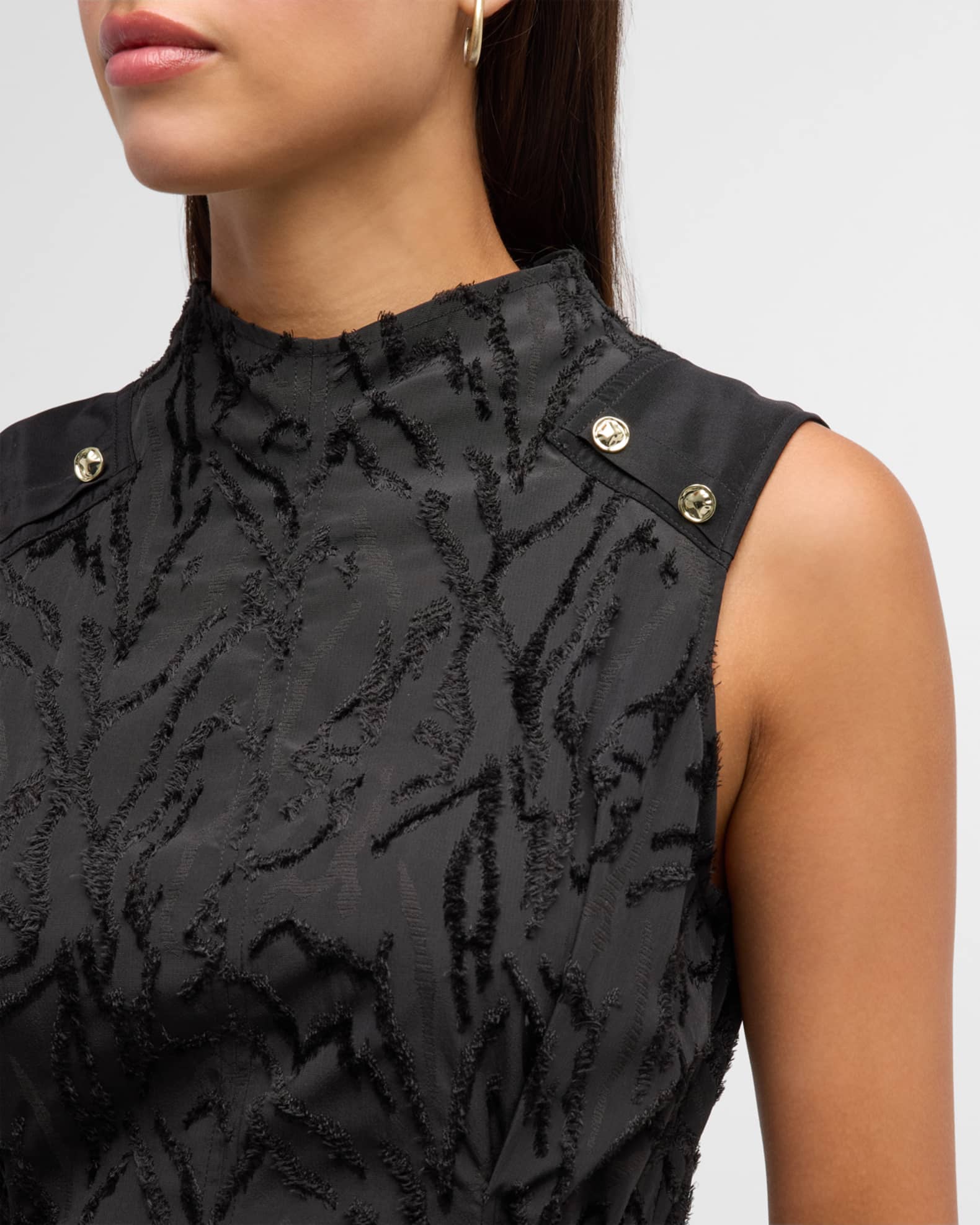 3.1 Phillip Lim Shadow Vines Jacquard Sleeveless A-Line Midi Dress ...