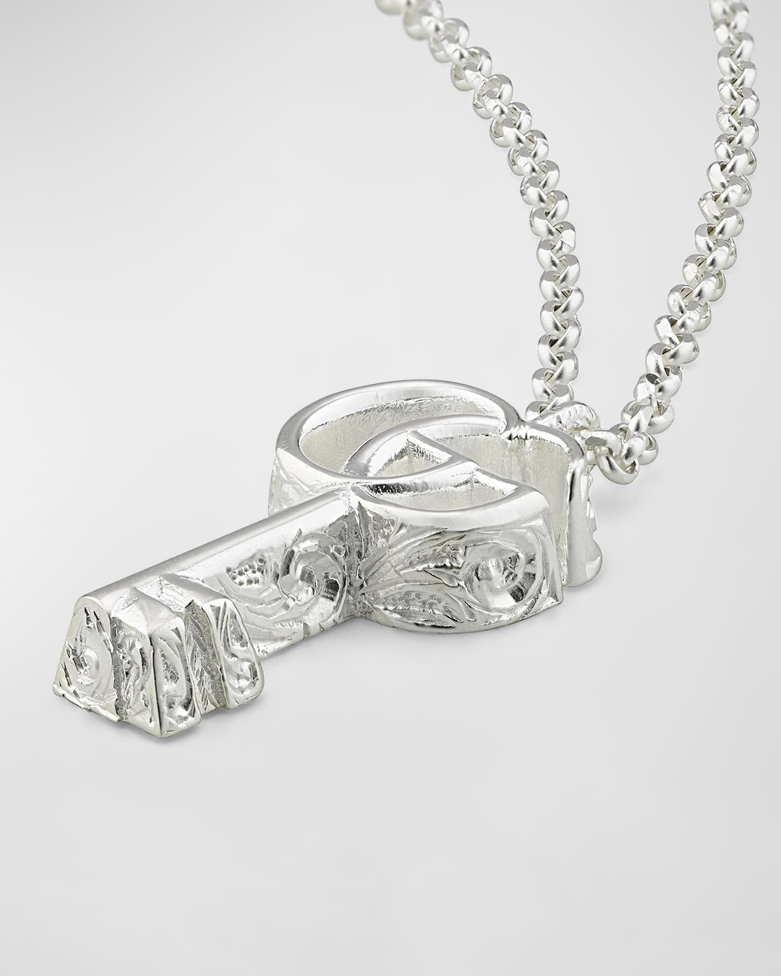 Gucci GG Marmont Sterling Silver Key Necklace | Neiman Marcus