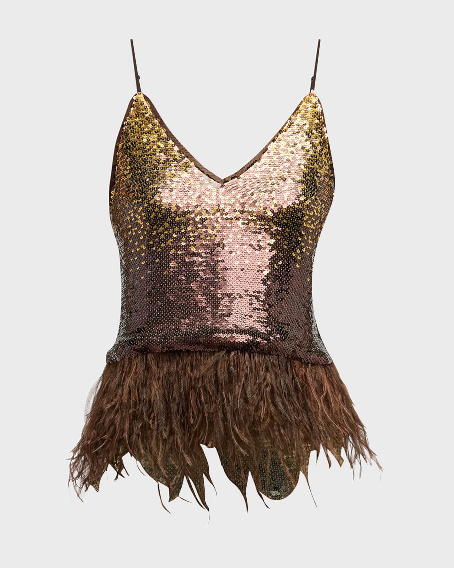 Le Superbe Smokin Sequined Feather-Trim Cami | Neiman Marcus