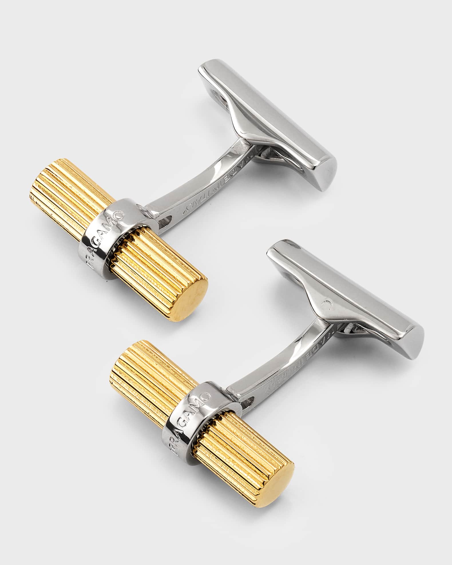 Ferragamo Men's Branded Two-Tone Cufflinks | Neiman Marcus