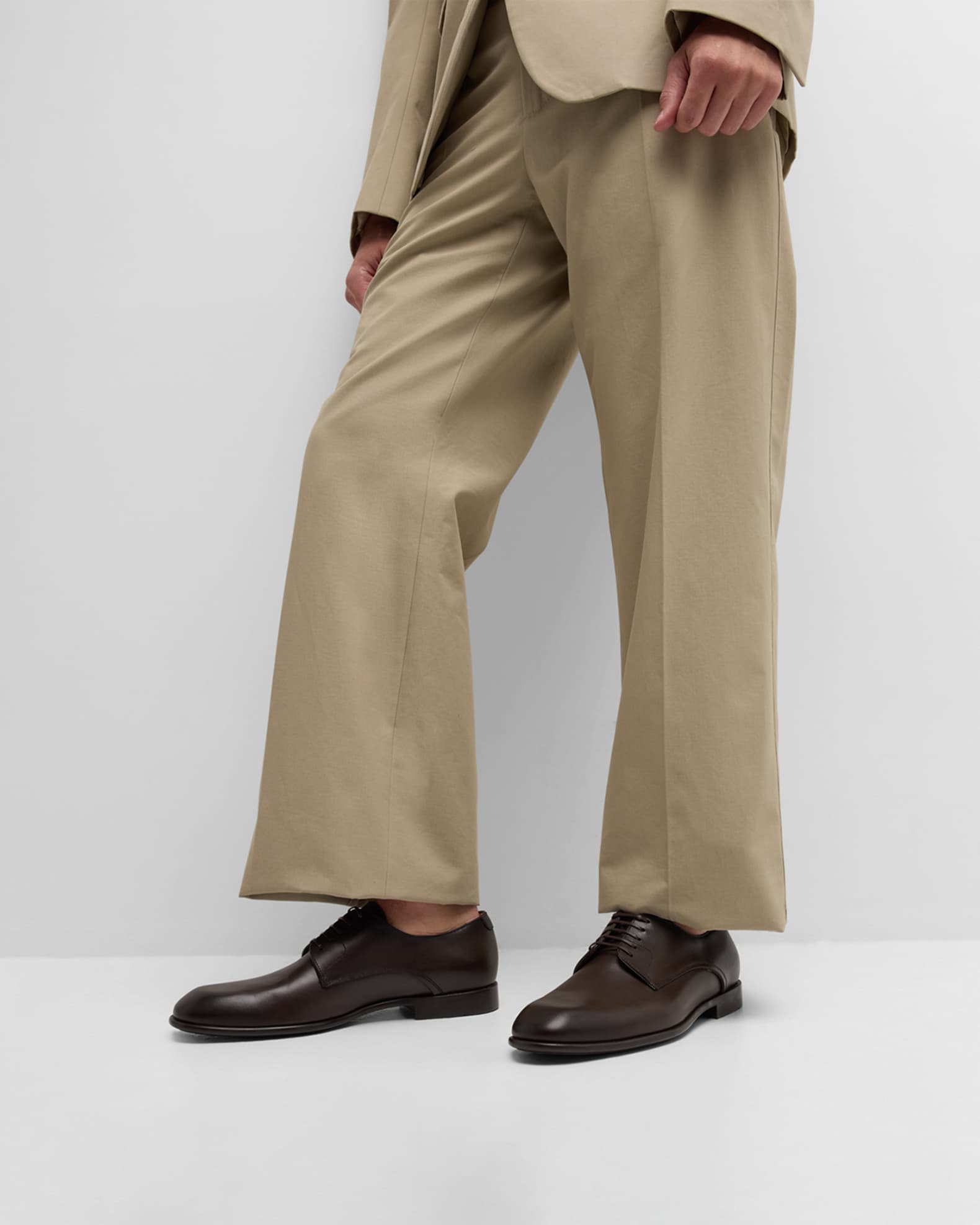 Ferragamo Men's Fosco Leather Derby Shoes | Neiman Marcus