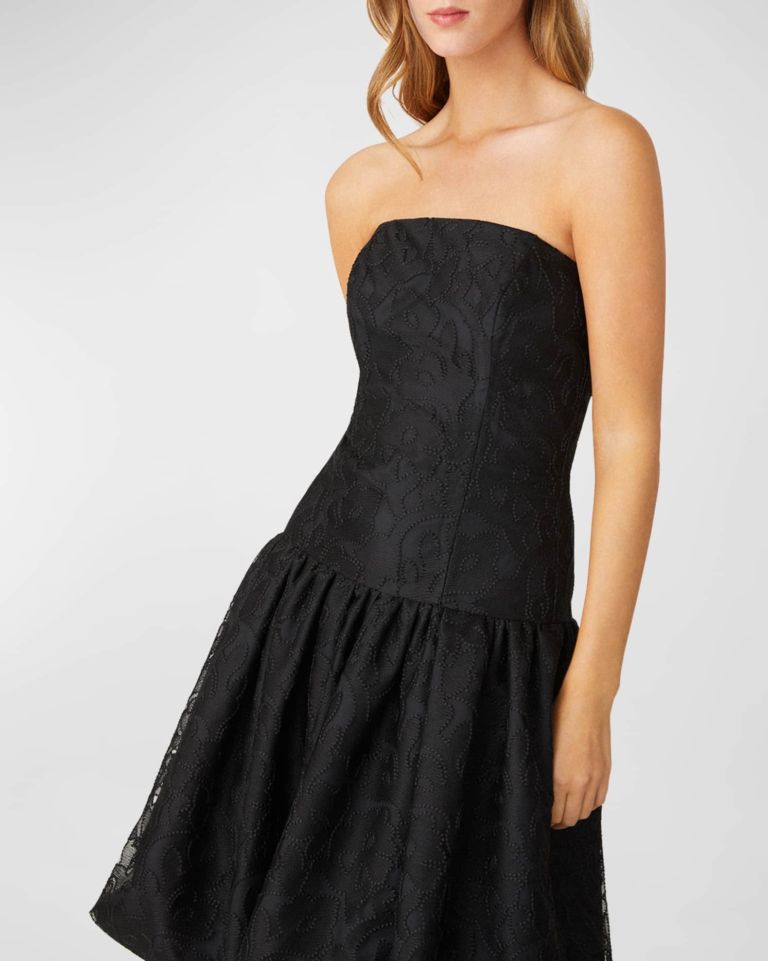 Shoshanna Amica Strapless Jacquard Bubble Mini Dress | Neiman Marcus