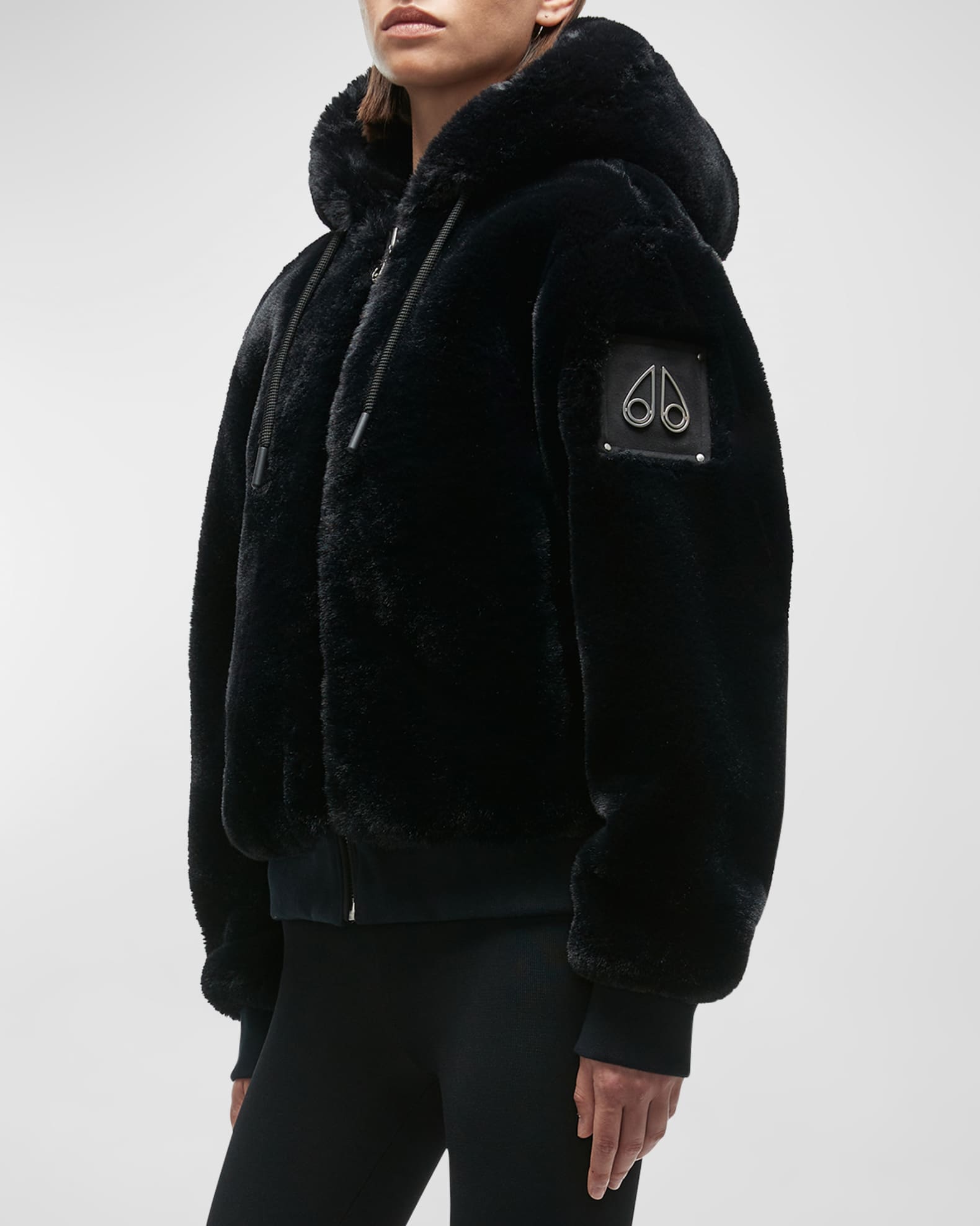 Moose Knuckles Portland Bunny Faux Fur Cropped Jacket | Neiman Marcus