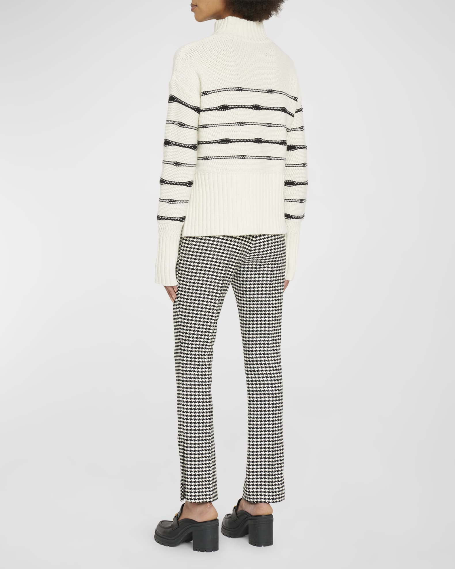 Veronica Beard Viori Striped Mock-Neck Sweater | Neiman Marcus