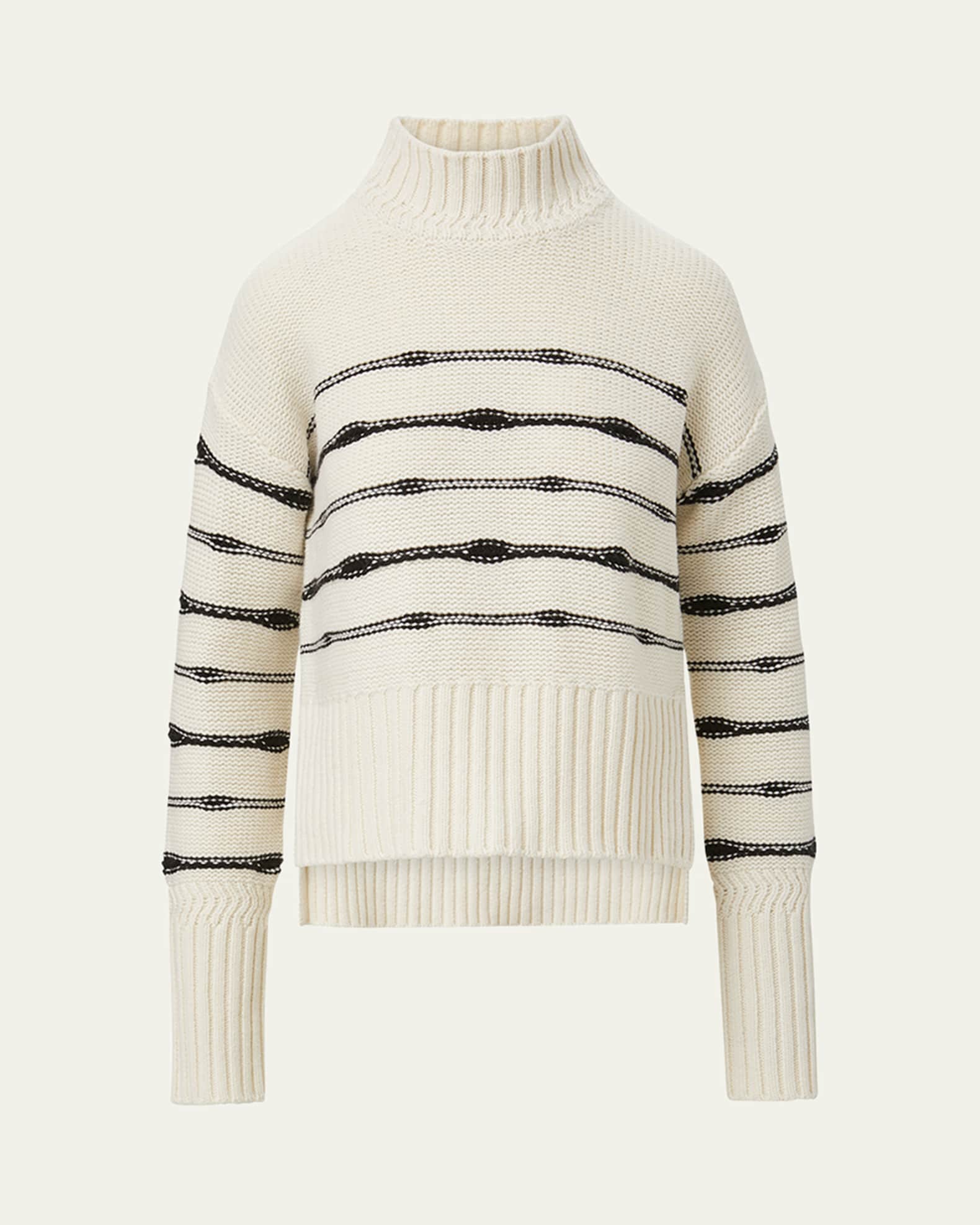 Veronica Beard Viori Striped Mock-Neck Sweater | Neiman Marcus