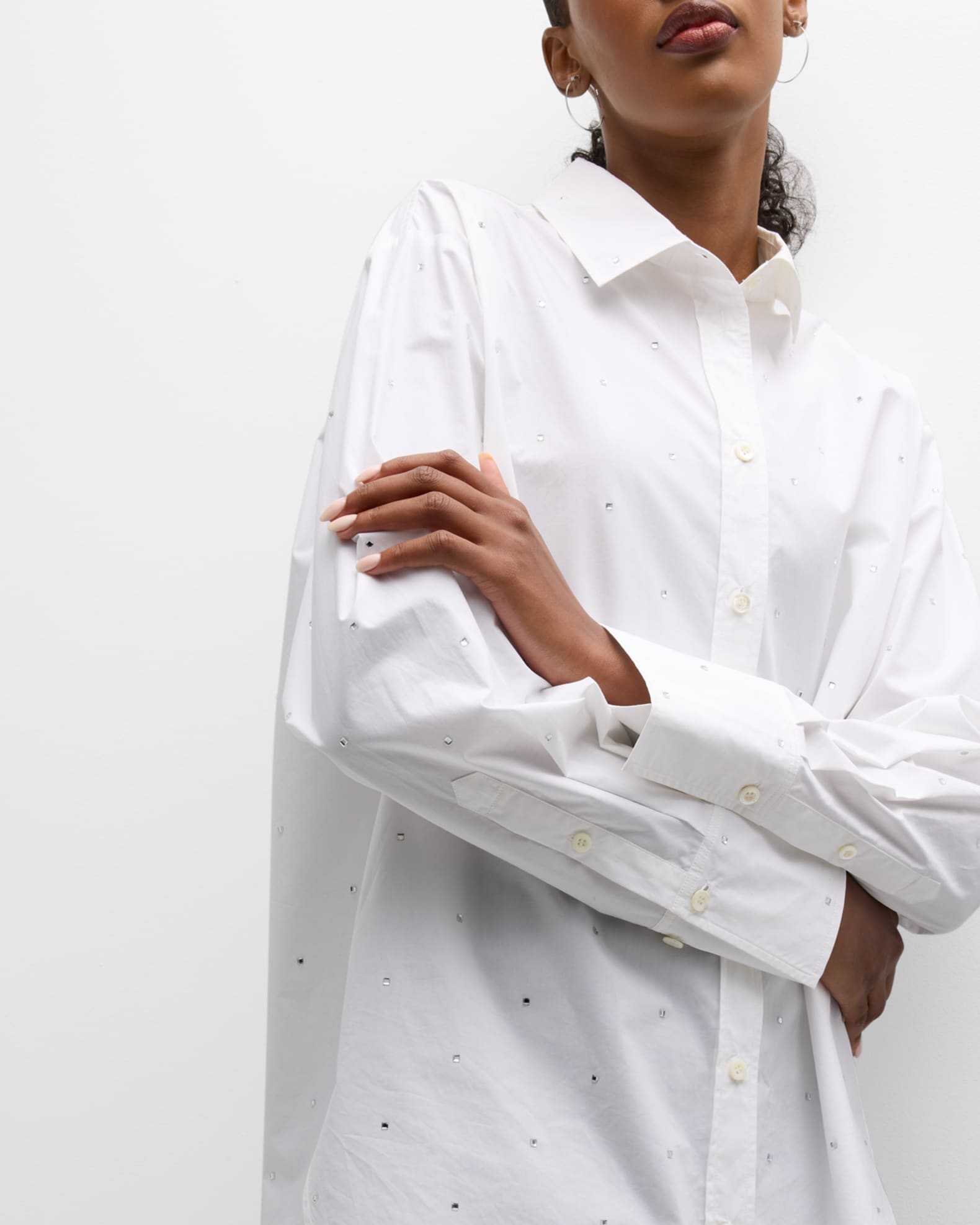 FRAME The Oversized Rhinestone-Embellished Shirt | Neiman Marcus
