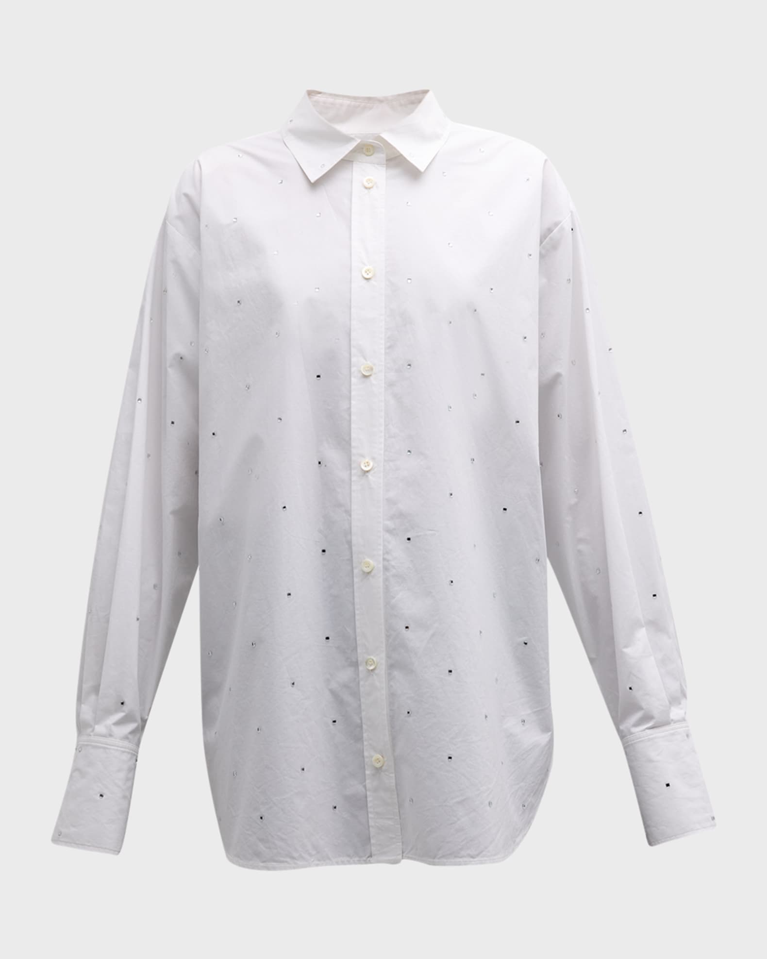 FRAME The Oversized Rhinestone-Embellished Shirt | Neiman Marcus
