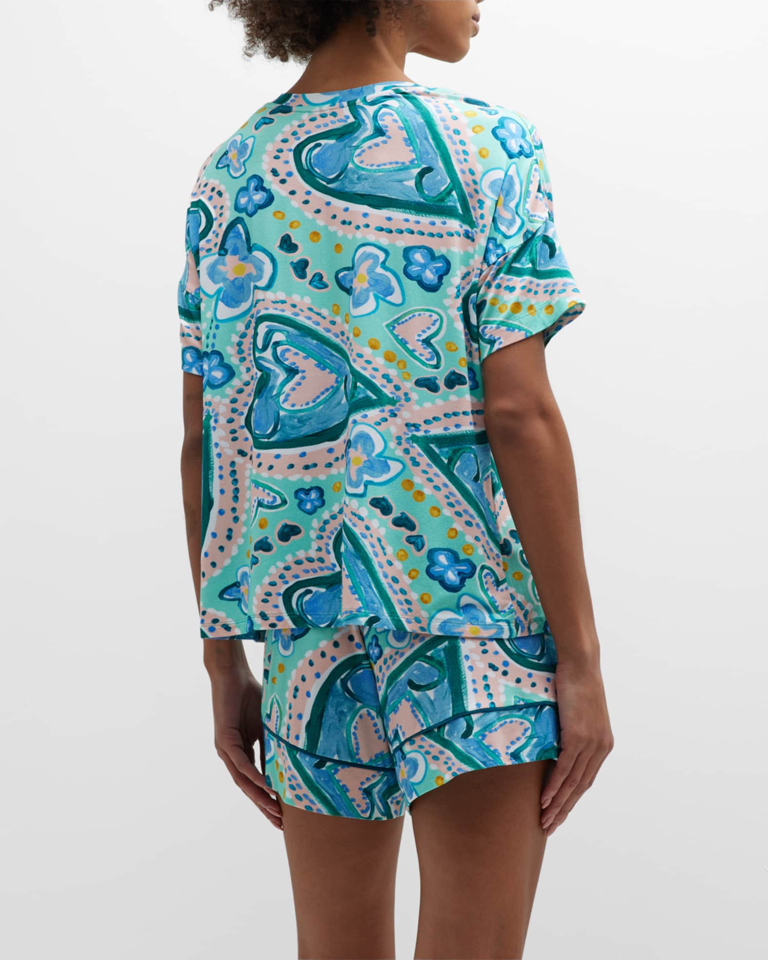 ALIVIA Alex Heart-Print Short Pajama Set | Neiman Marcus