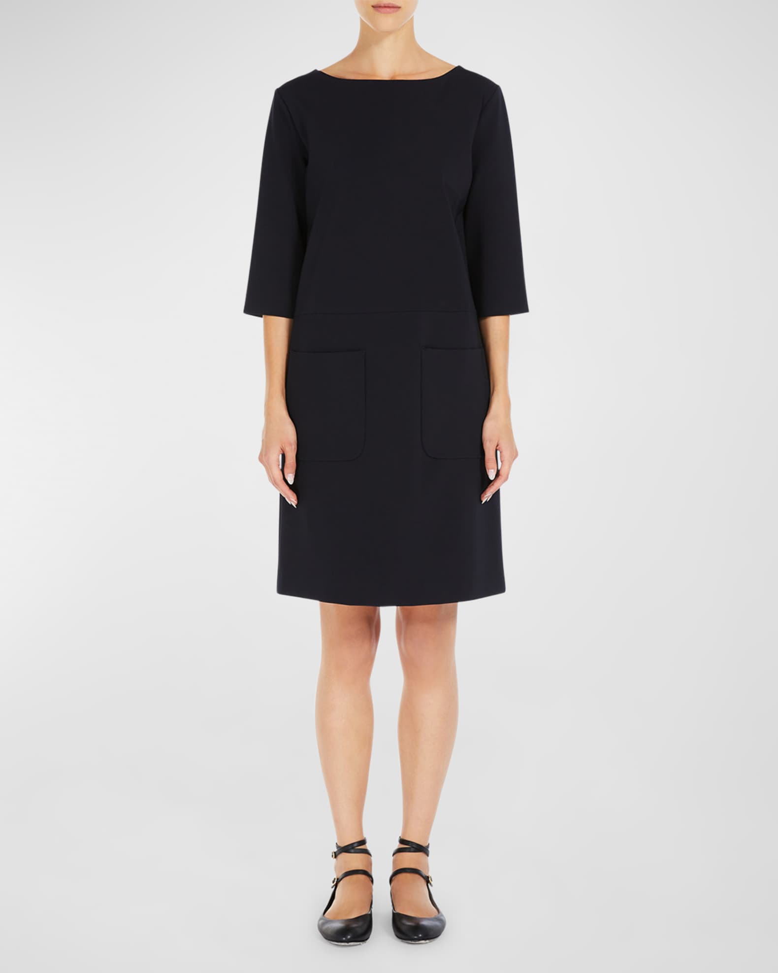 Max Mara Leisure 3/4-Sleeve Bateau-Neck Jersey Dress | Neiman Marcus