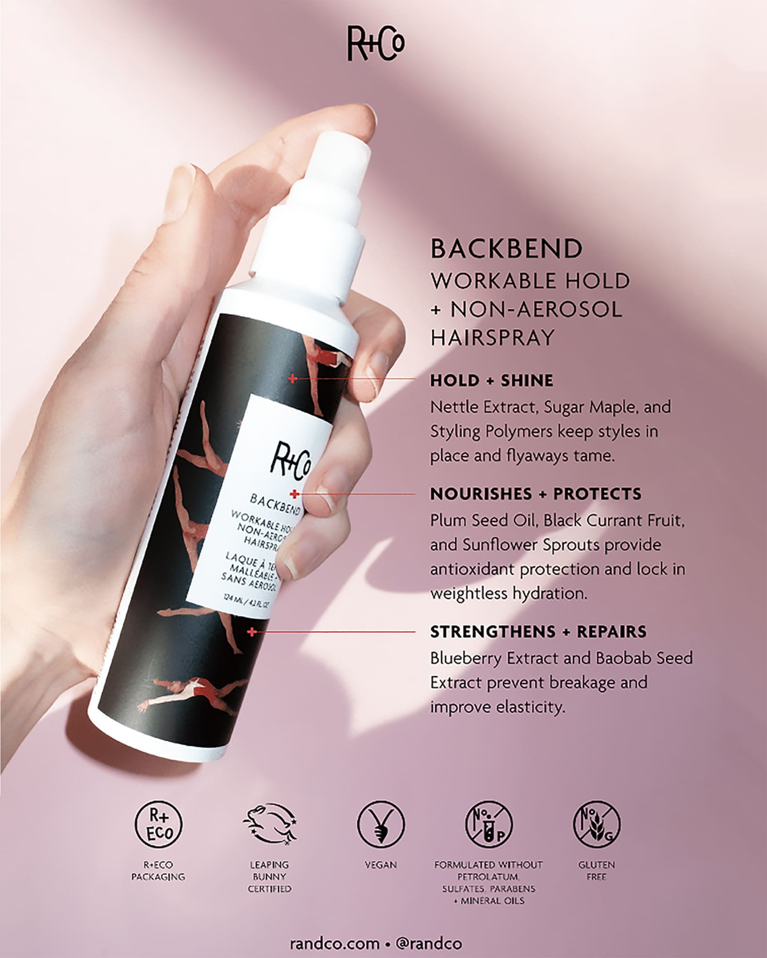 R+Co Backbend Workable Hold + Non-Aerosol Hair Spray, 4.2 oz. | Neiman ...